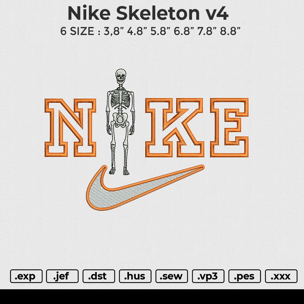 Nike Skeleton v4 Embroidery File 6 size – embrostudio