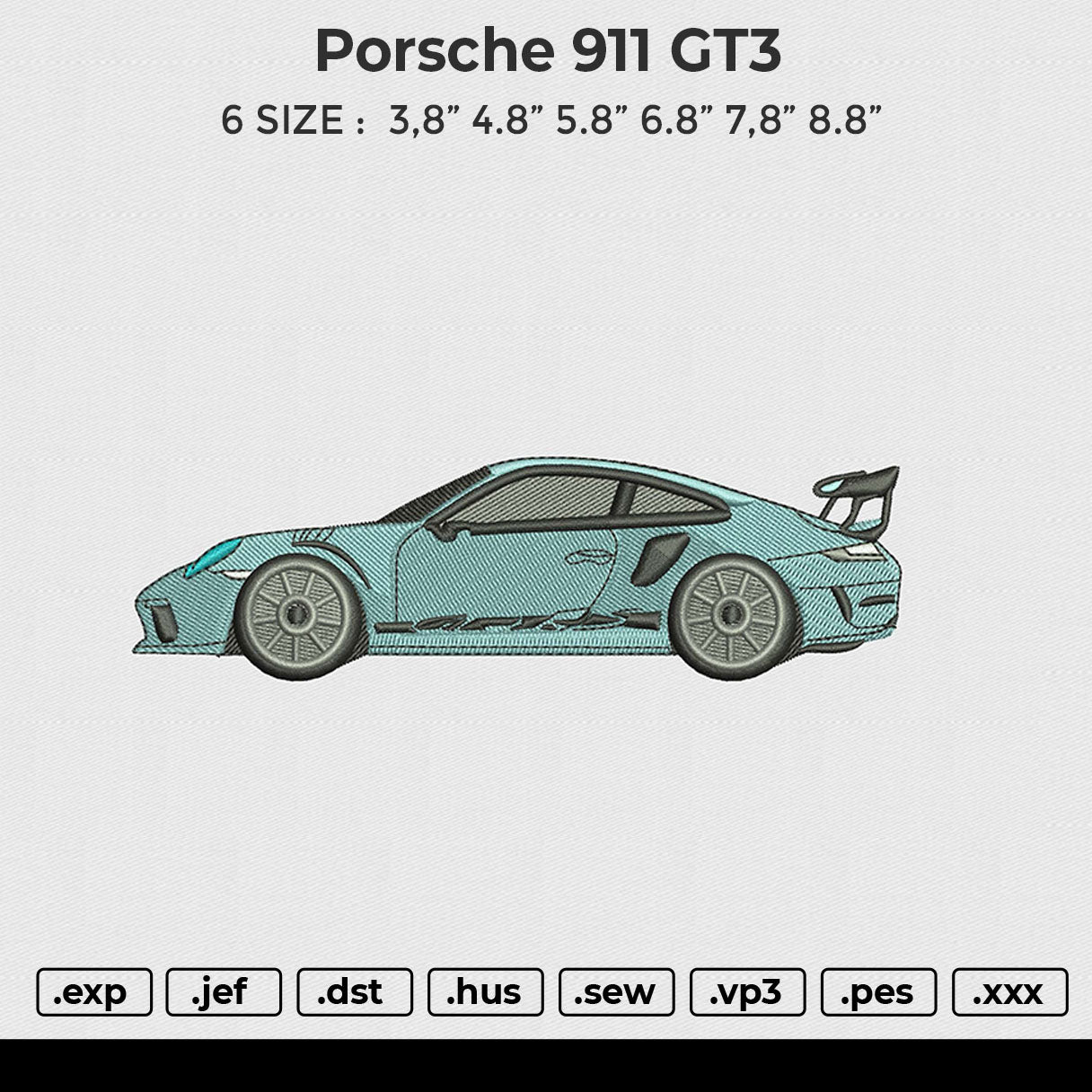 Porsche 911 GT3 Embroidery File 6 size – embrostudio
