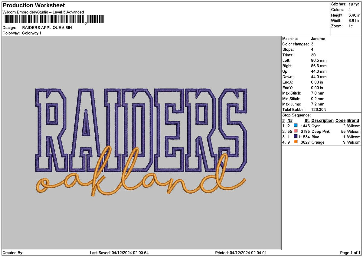 Raiders App Embroidery File 6 sizes – embrostudio