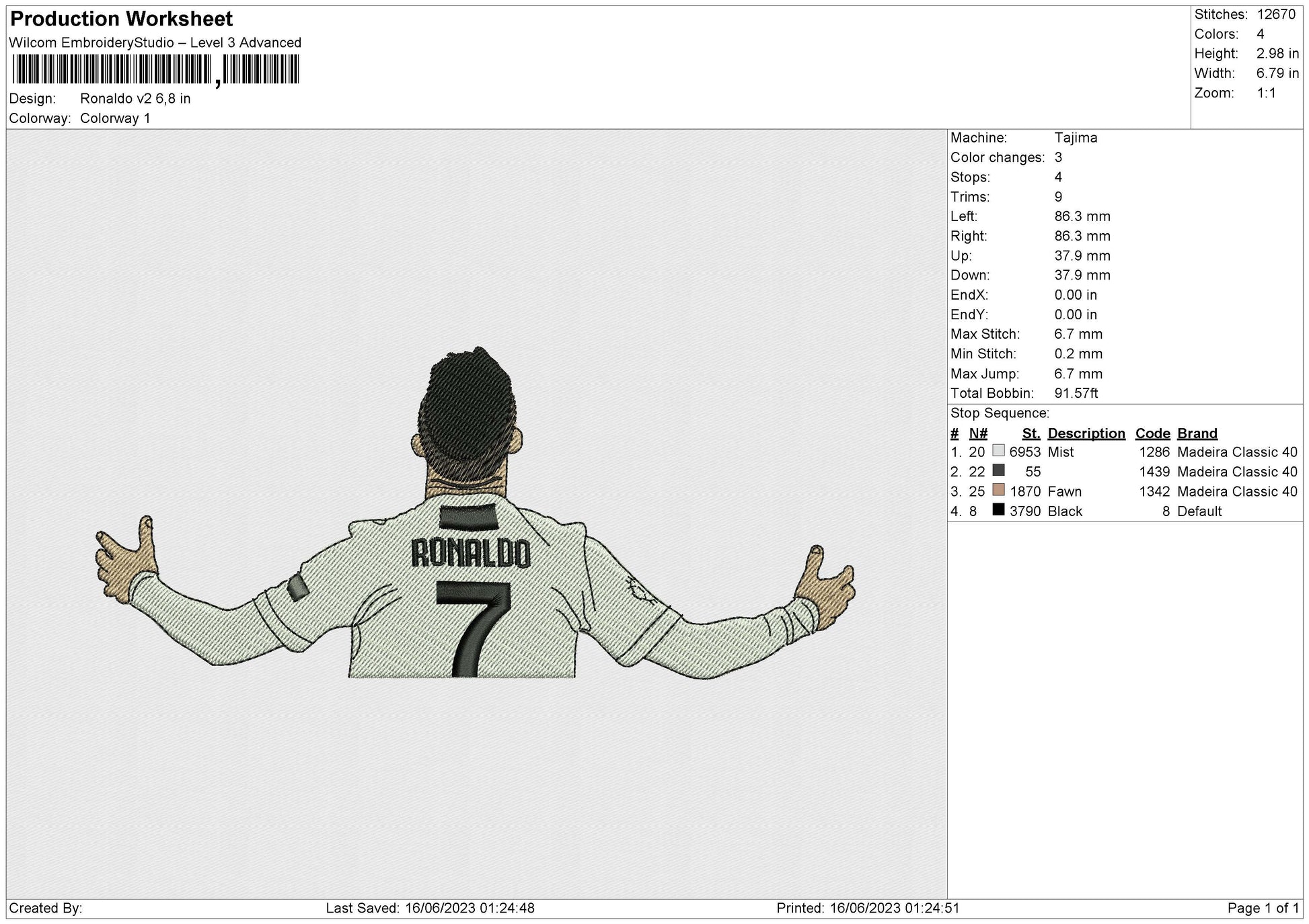Ronaldo v2 Embroidery File 6 size – embrostudio