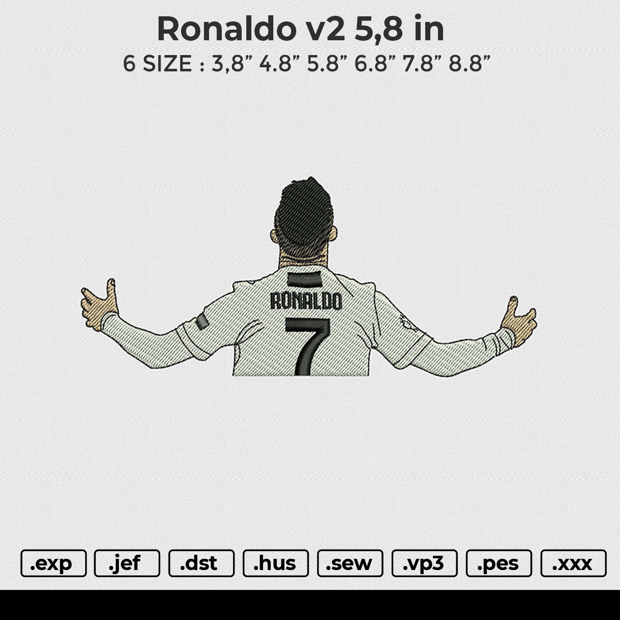 Ronaldo v2 Embroidery File 6 size – embrostudio