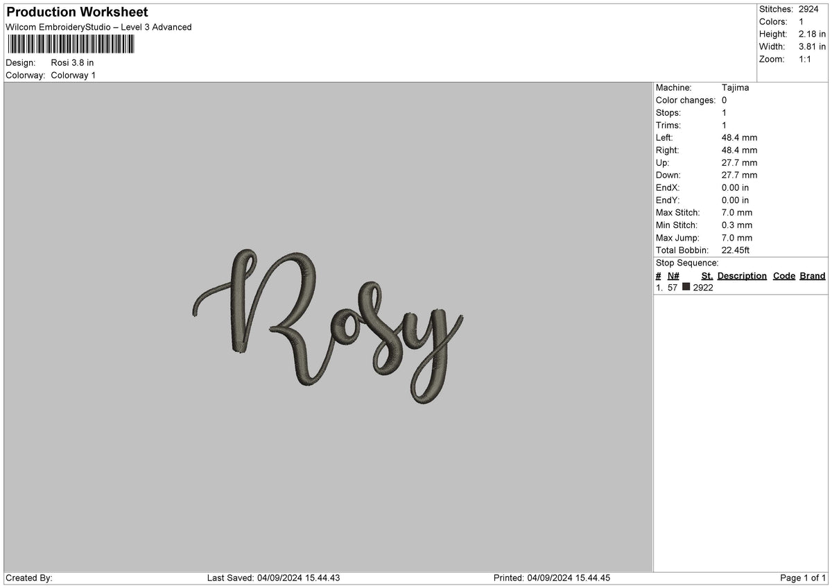 Rosy Text Embroidery File 6 sizes – embrostudio