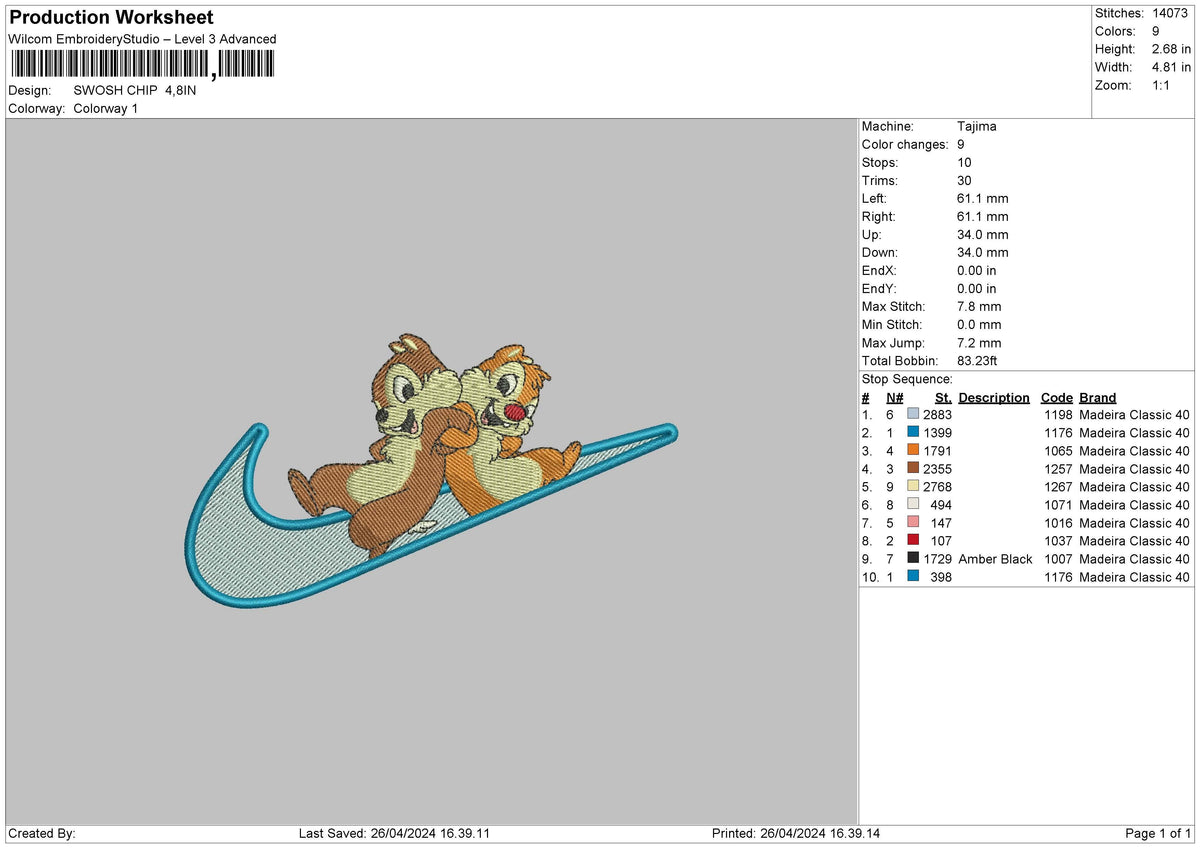 Swoosh Chip Embroidery File 6 sizes – embrostudio