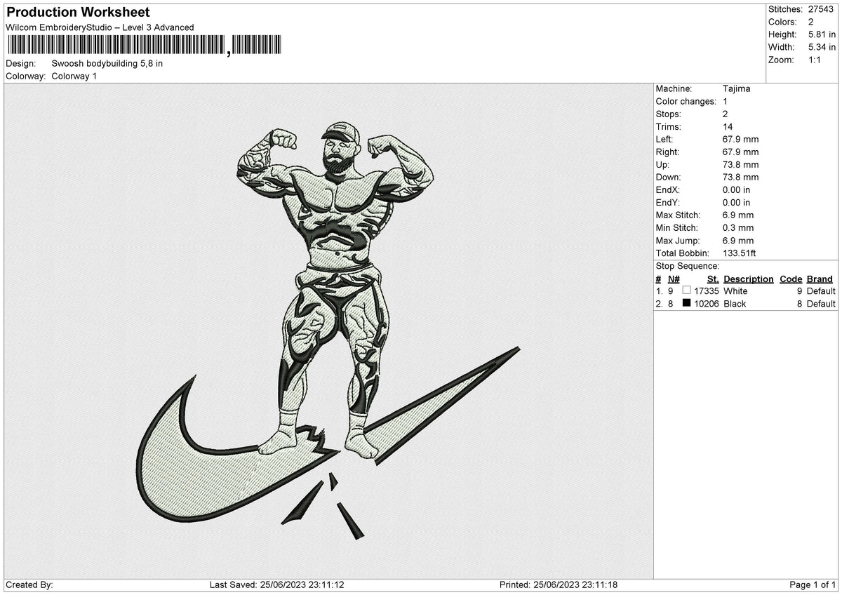Swoosh Bodybuilding Embroidery File 6 size – embrostudio