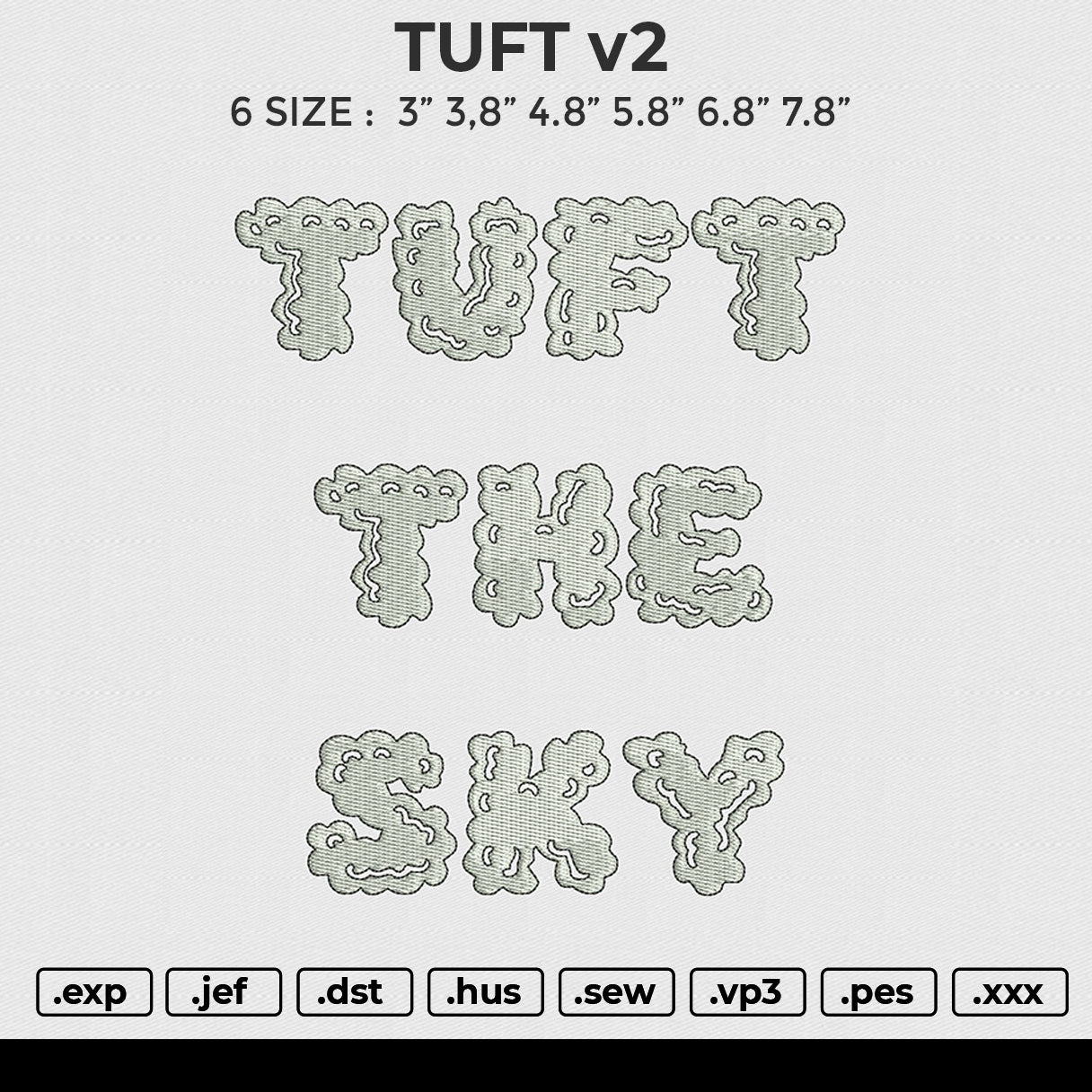 TUFT v2 Embroidery File 6 size – embrostudio