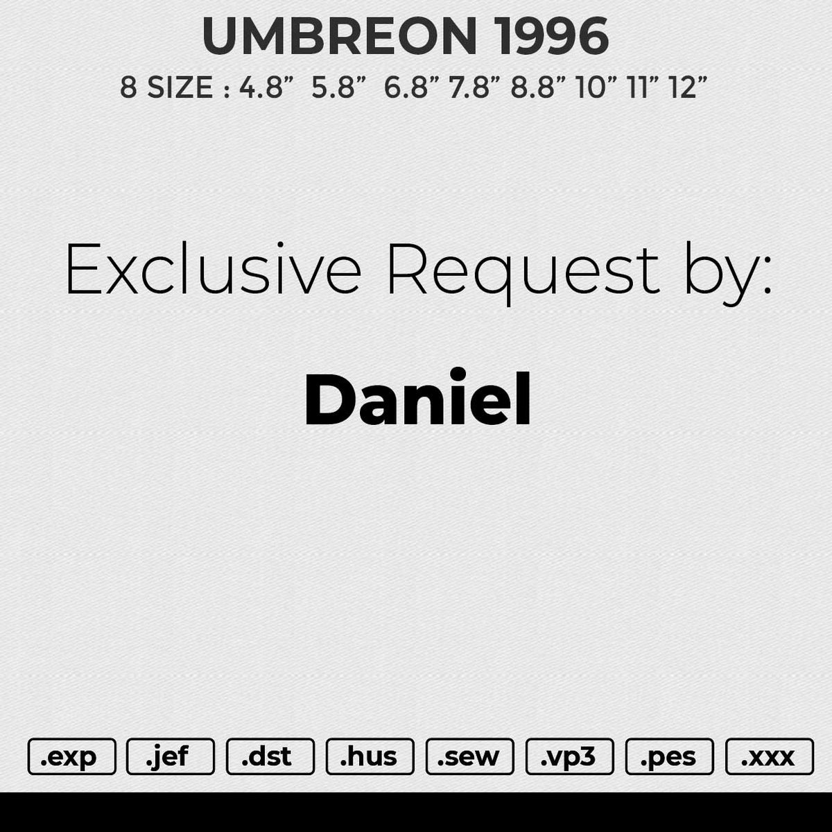 UMBREON 1996 Embroidery File 8 size – embrostudio