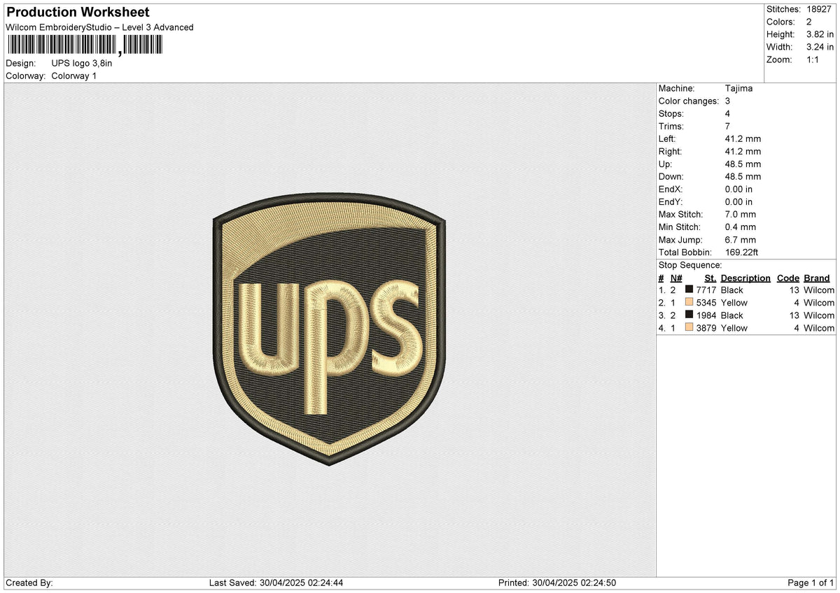 UPS Logo Embroidery File 6 size – embrostudio