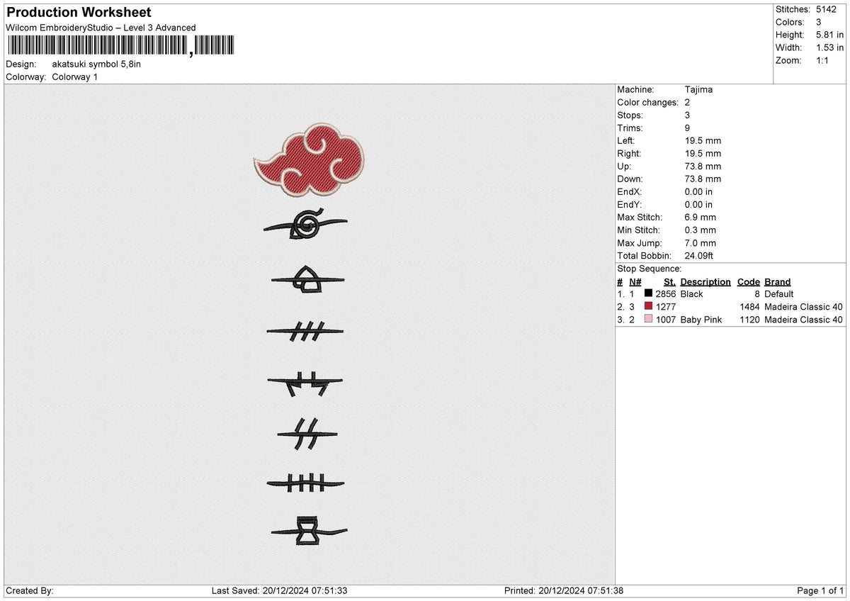 Akatsuki Symbol Embroidery File 6 size – embrostudio