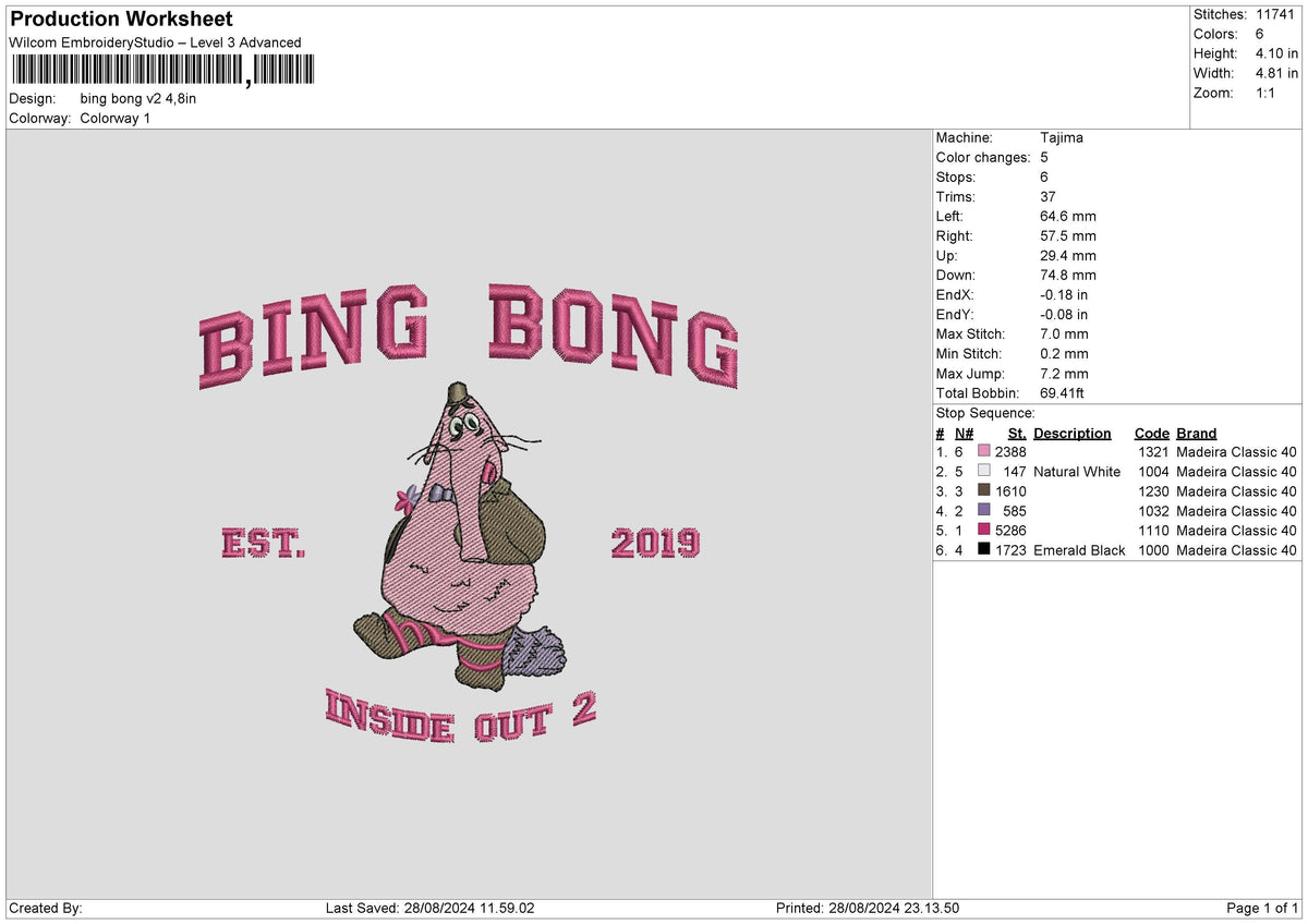 Bing Bong V2 Embroidery File 6 sizes – embrostudio