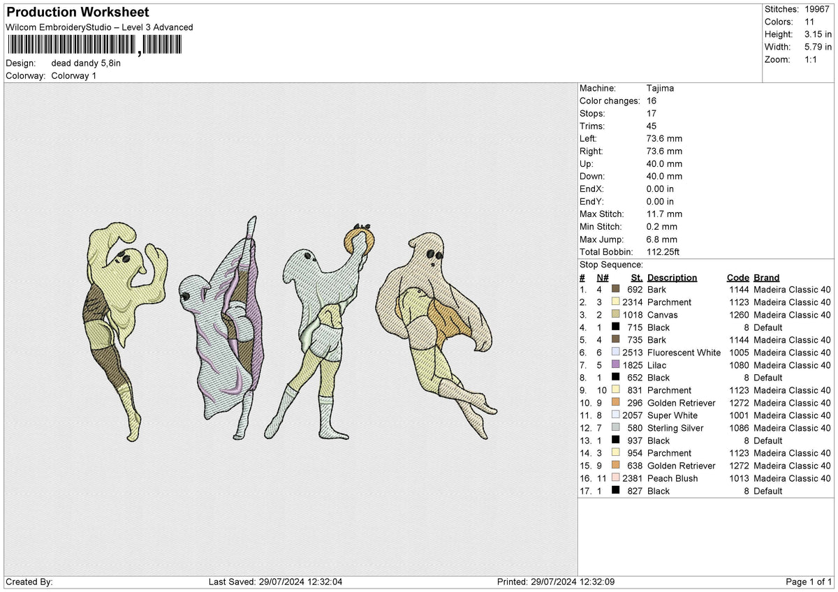 Dead Dandy Embroidery File 6 size – embrostudio