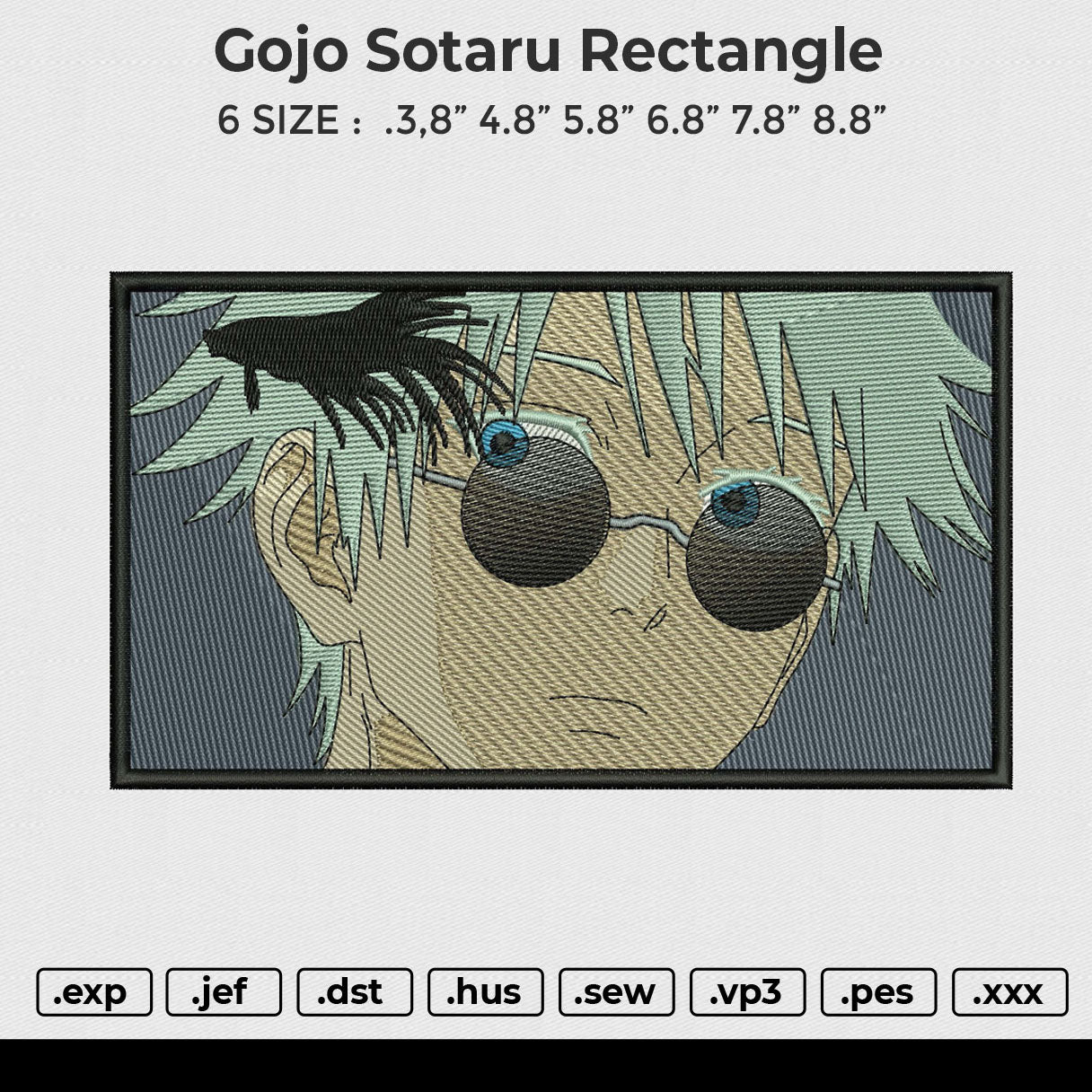 Gojo sotaru rectangle Embroidery File 6 size – embrostudio