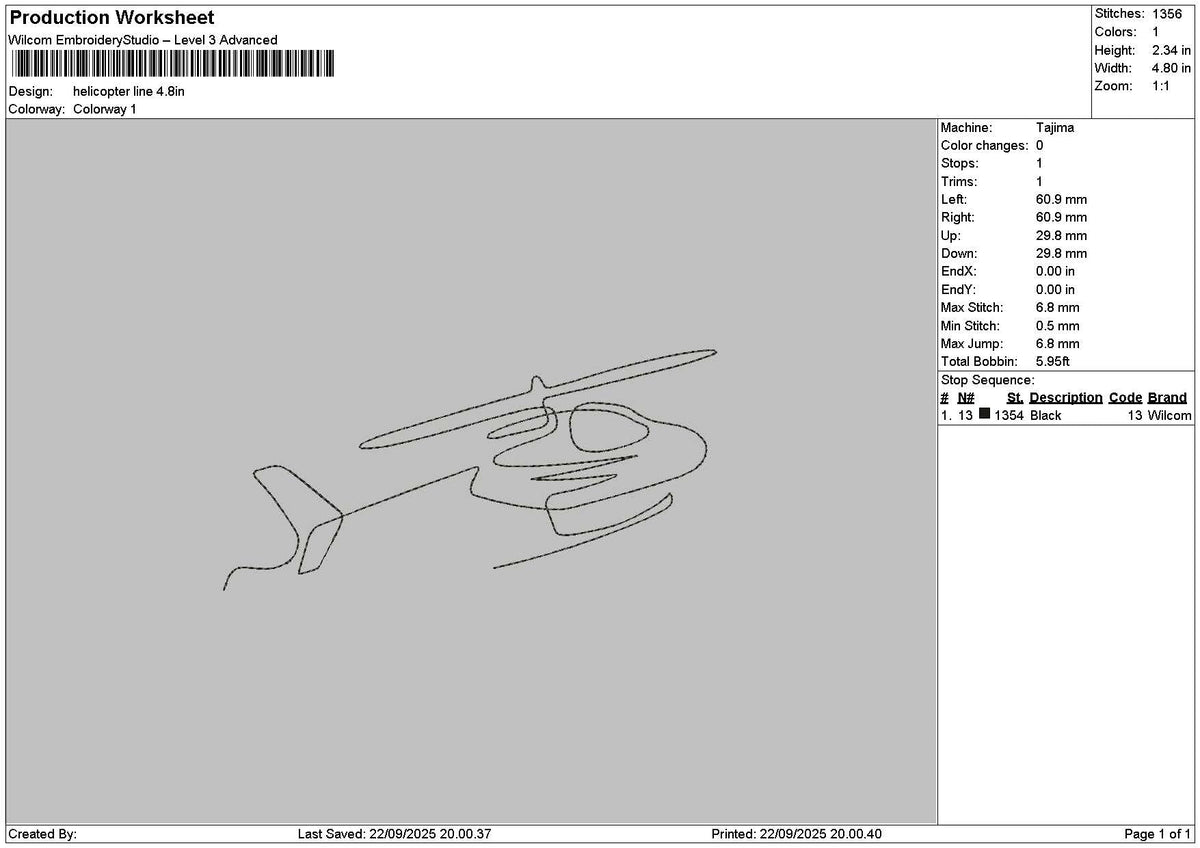 Heli Outline Embroidery File 6 sizes – embrostudio