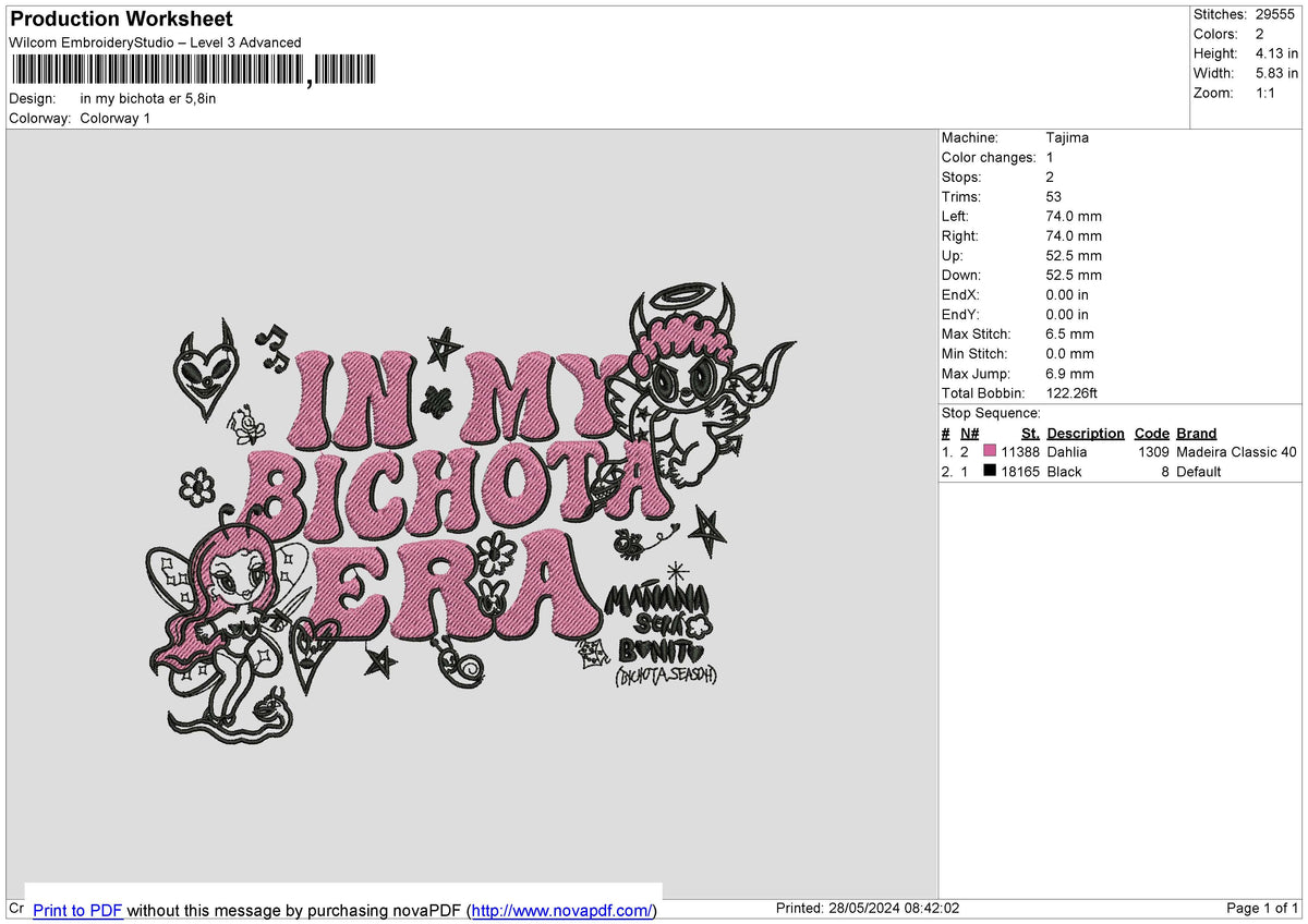 In my bichota er Embroidery File 6 size – embrostudio