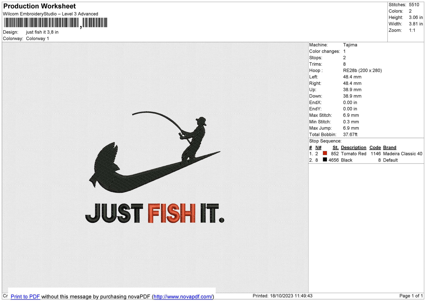 Just fish it Embroidery File 6 size – embrostudio
