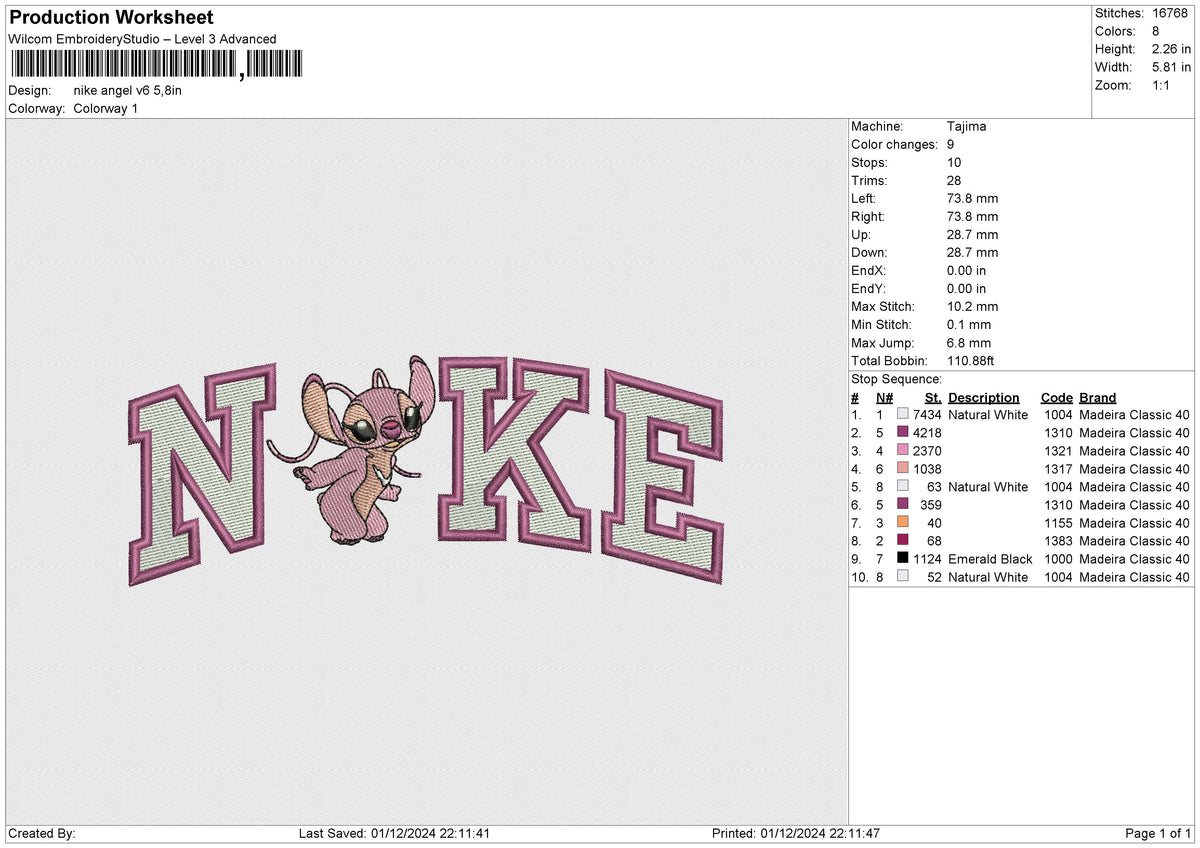 Nike angel v6 Embroidery File 6 size – embrostudio