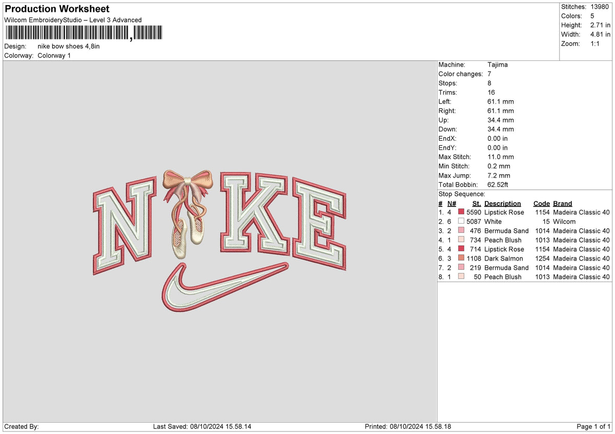 Nik Bow Shoe Embroidery File 6 sizes – embrostudio
