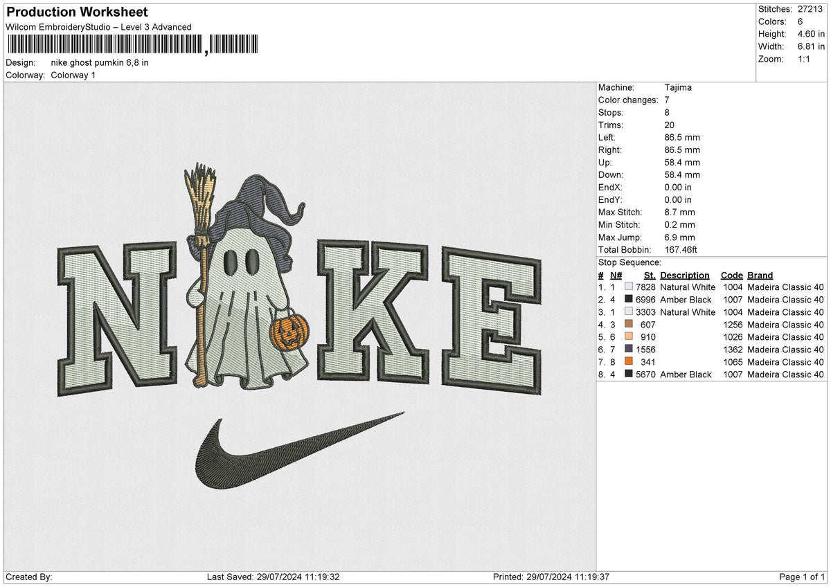 Nike Ghost Pumkin Embroidery File 6 size – embrostudio