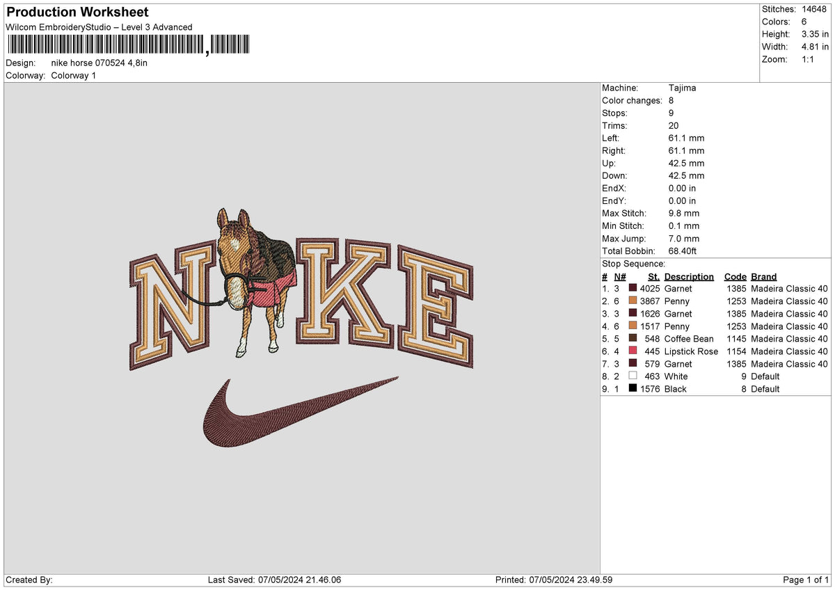 Nike Horse 0705 Embroidery File 6 sizes – embrostudio