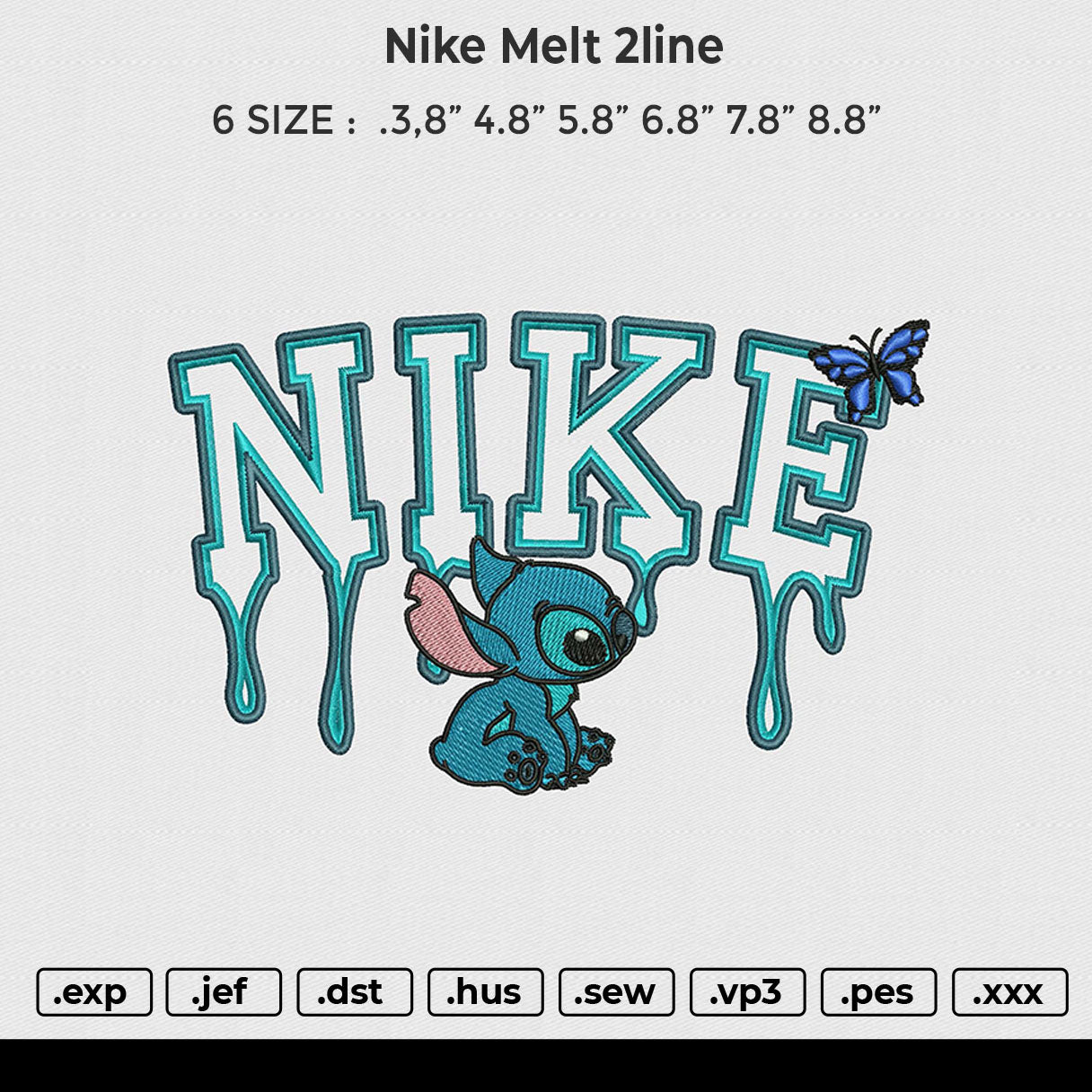 Nike melt 2line Embroidery File 6 size – embrostudio