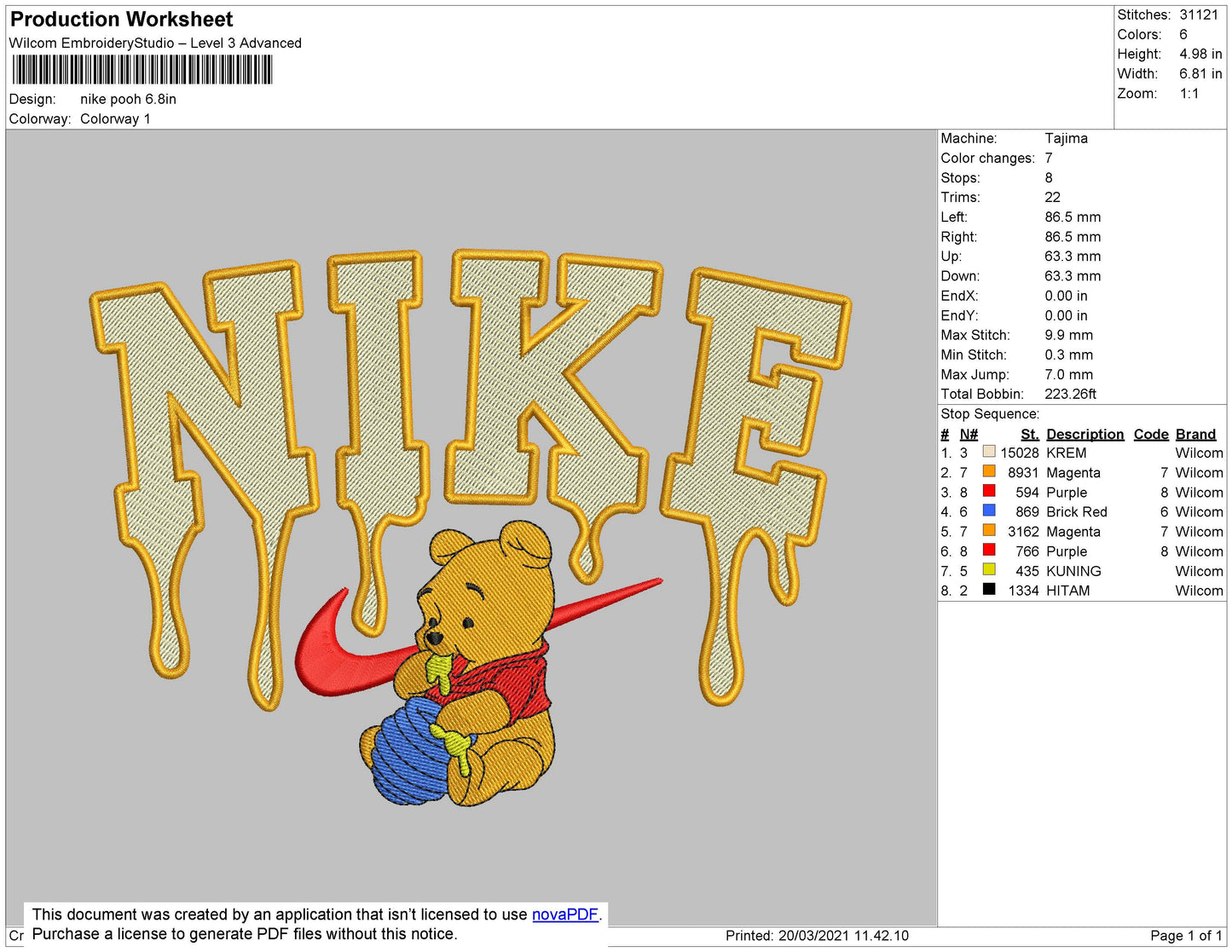Nike Pooh Melt Embroidery – embrostudio