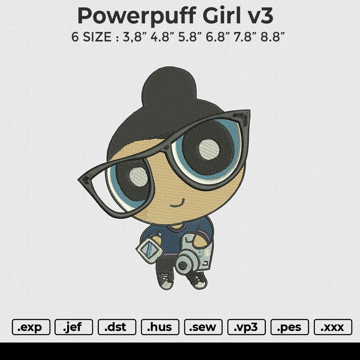Powerpuff girl v3 Embroidery File 6 size – embrostudio
