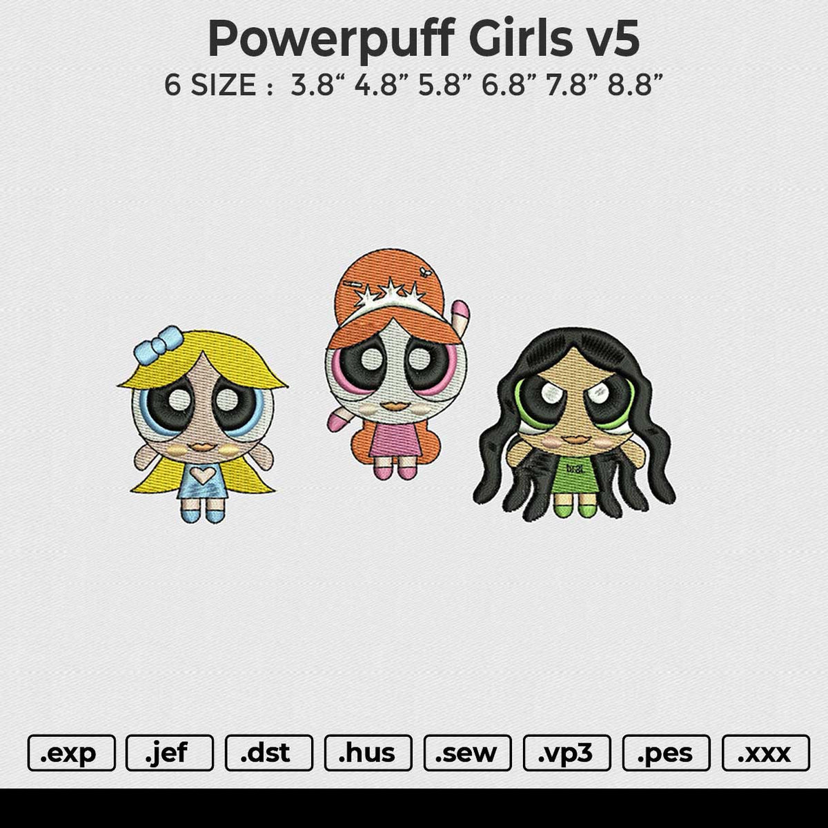 Powerpuff Girls v5 Embroidery File 4 size – embrostudio