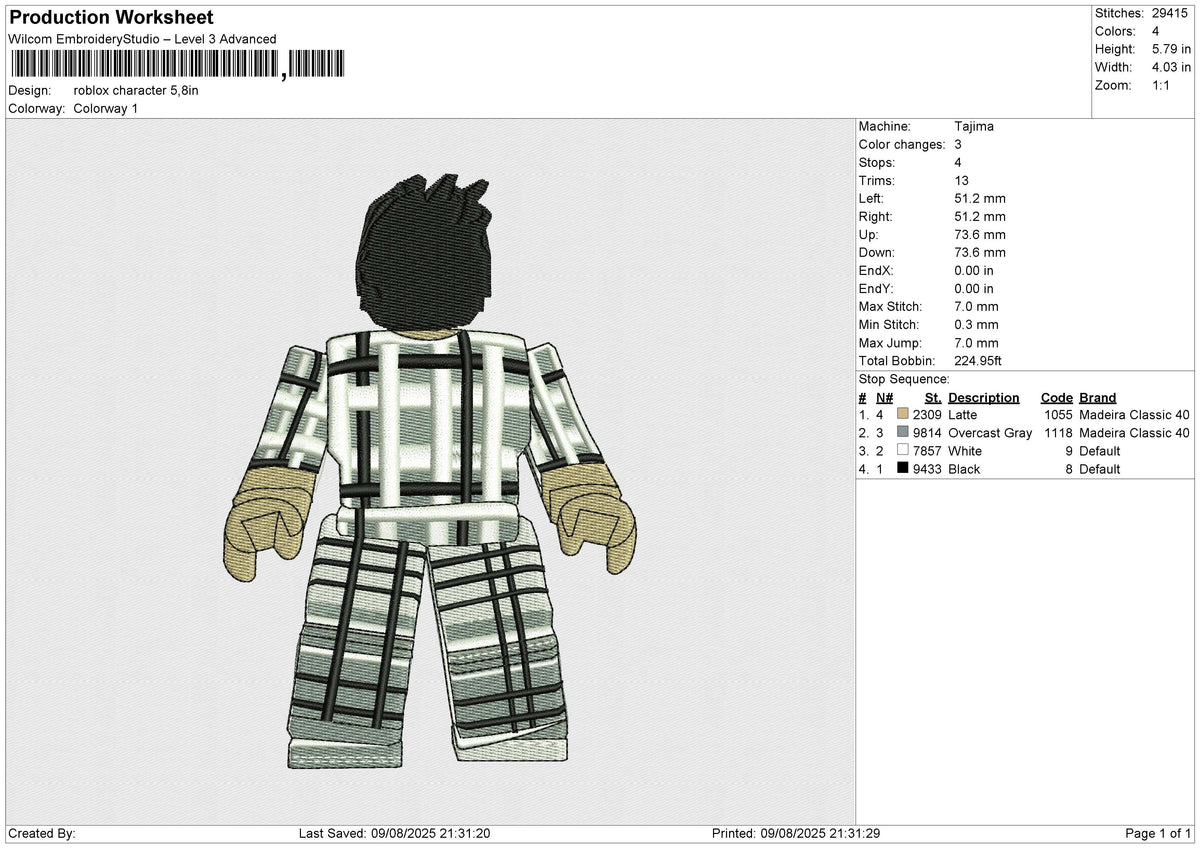 roblox character Embroidery File 6 size – embrostudio