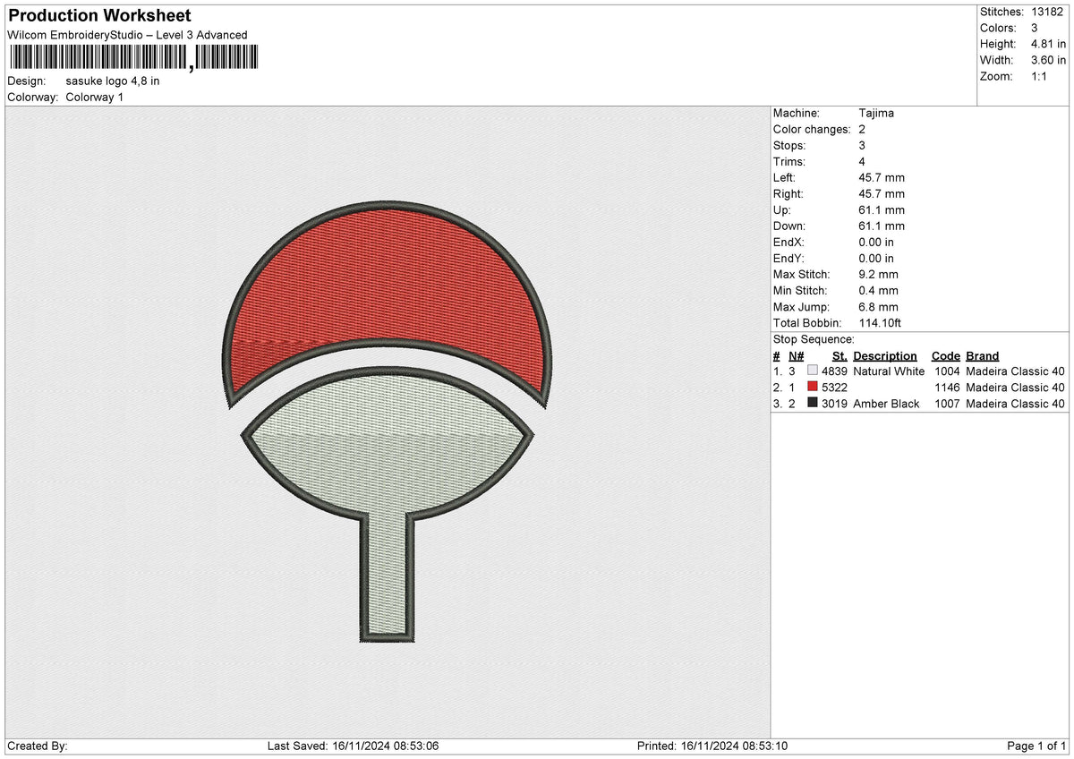 Sasuke Logo Embroidery File 6 size – embrostudio
