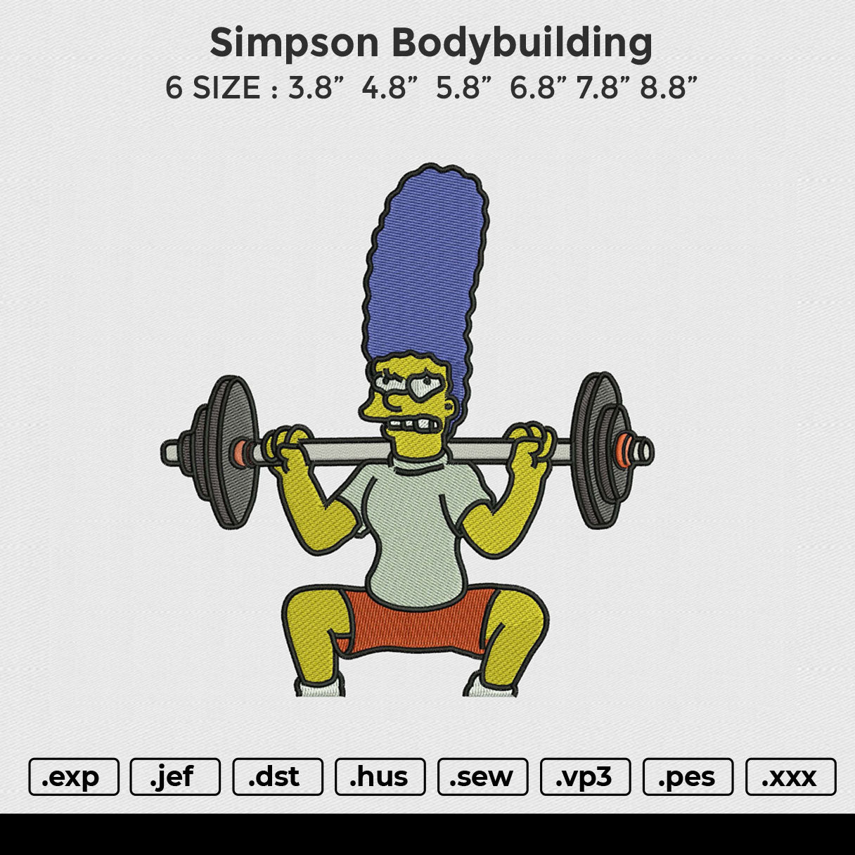 Simpson Bodybuilding Embroidery File 6 size – embrostudio