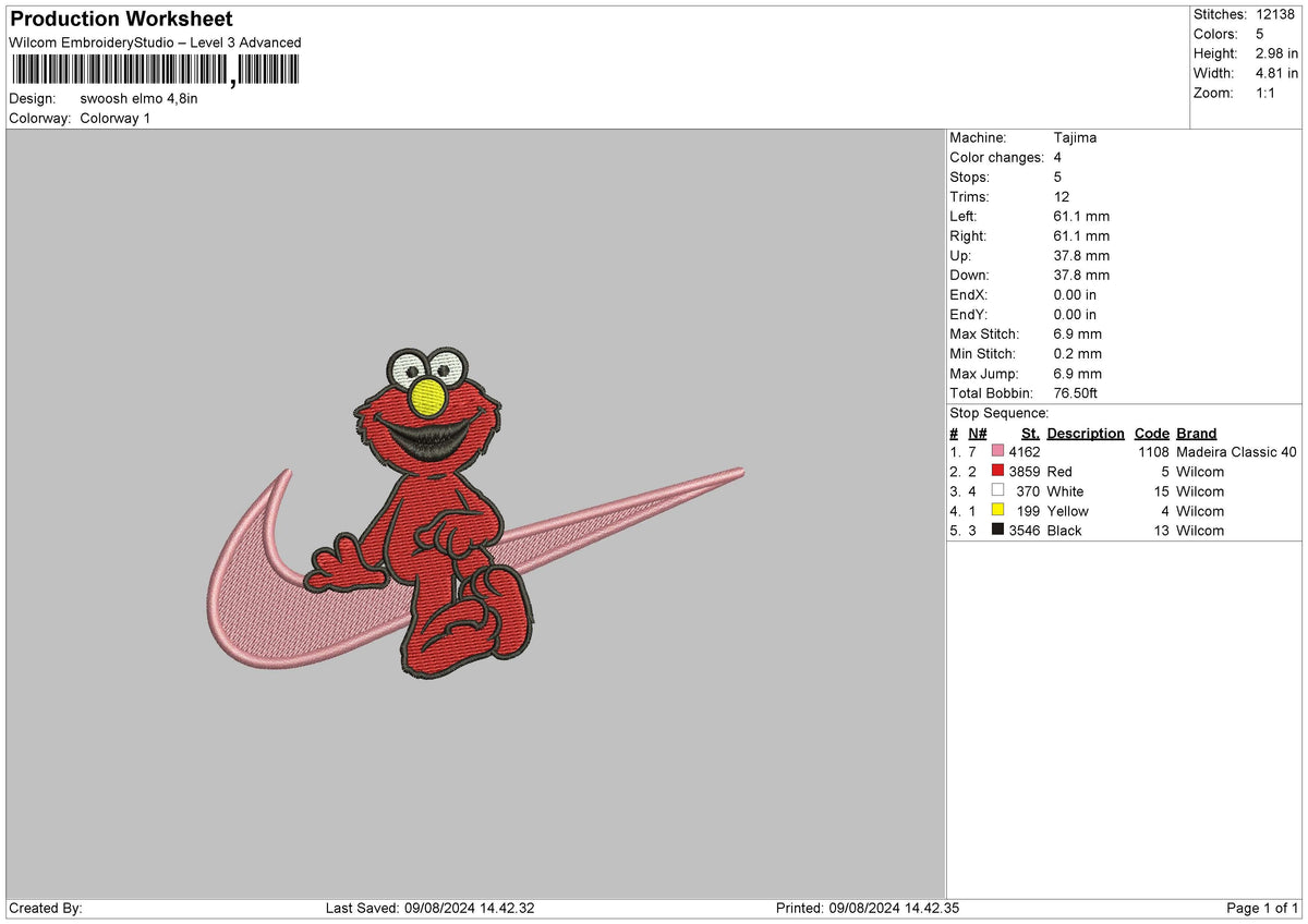 Swoosh Elmo 01 Embroidery File 6 sizes – embrostudio