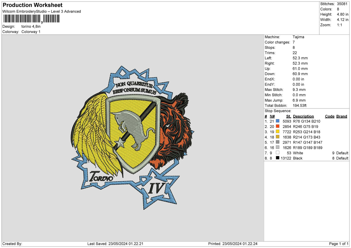 Torinotext Embroidery File 6 sizes – embrostudio