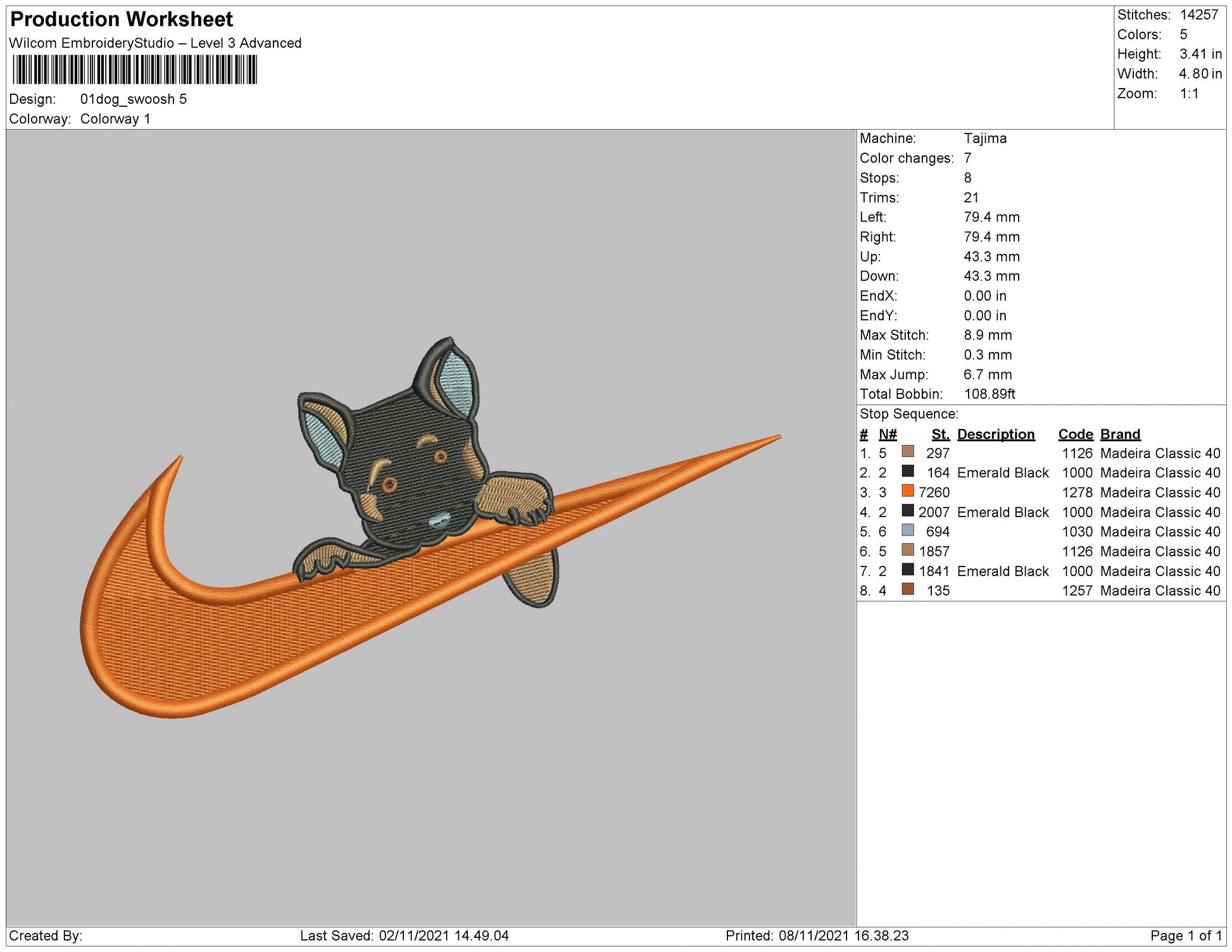 Swoosh Dog 01 Embroidery – embrostudio