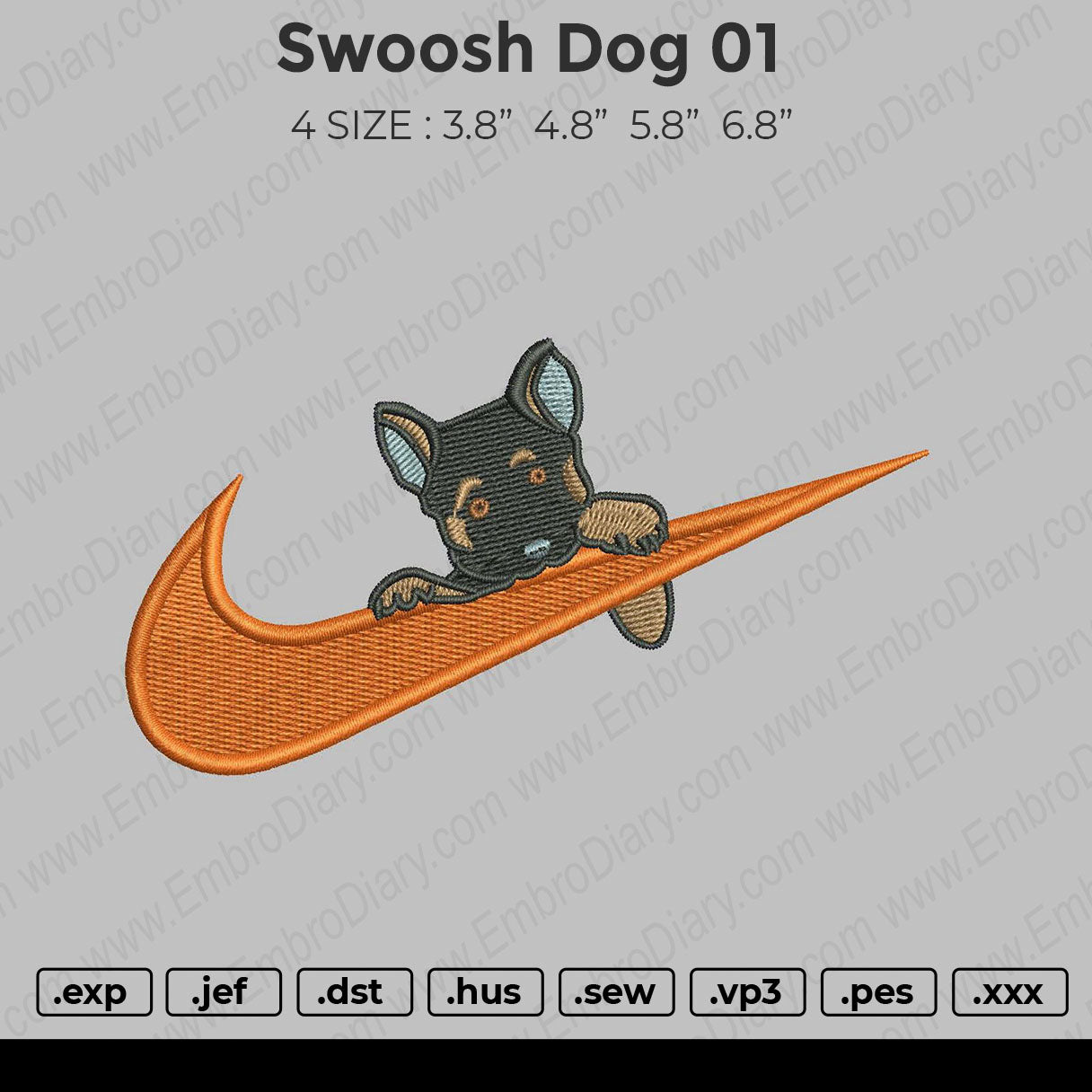 Swoosh Dog 01 Embroidery – embrostudio