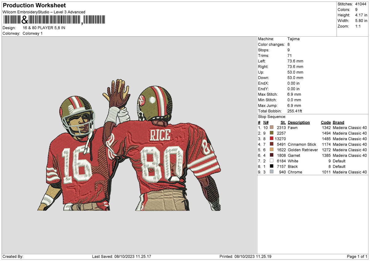 16 80 Player Embroidery File 6 sizes – embrostudio