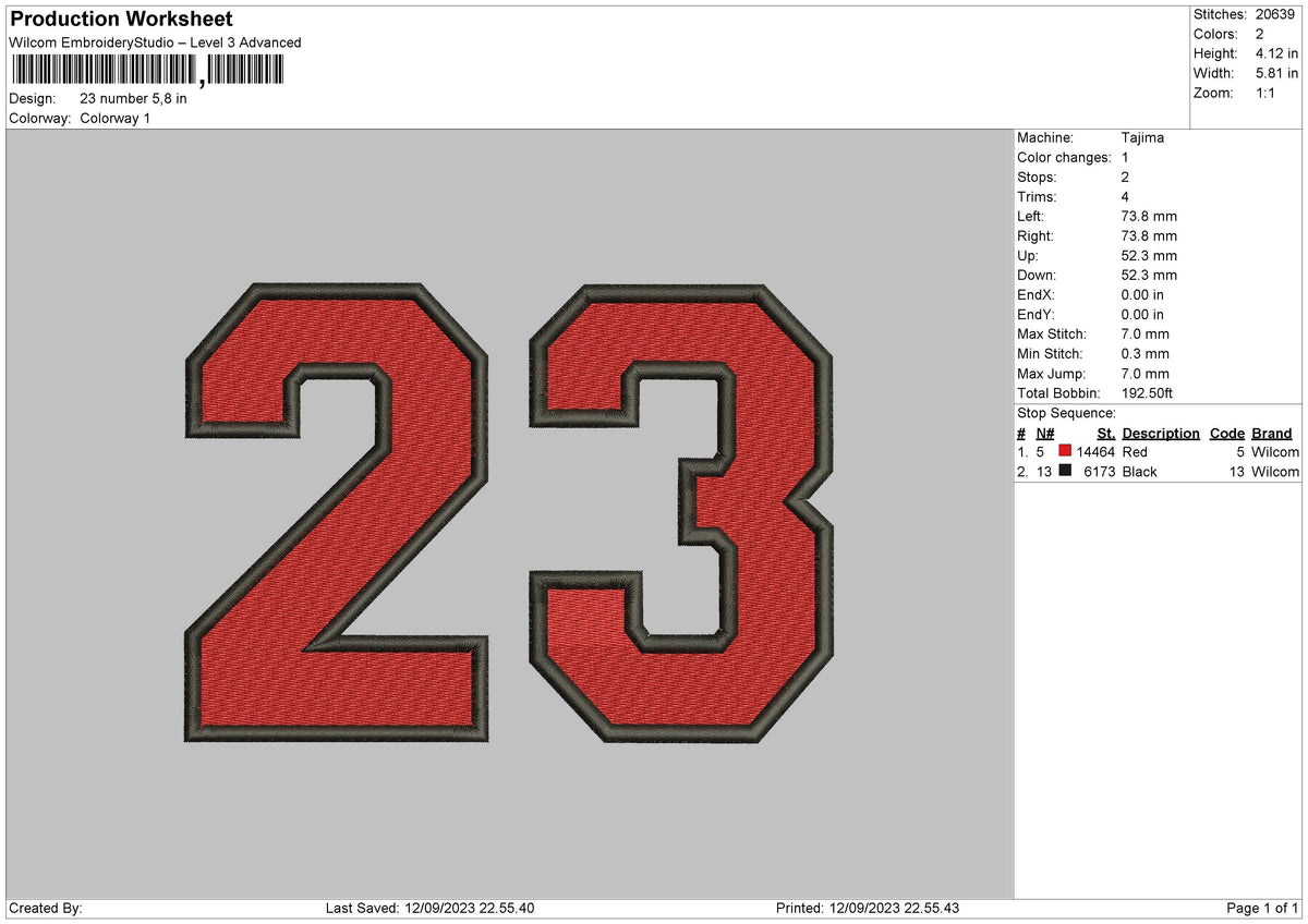 23 Number Embroidery File 6 sizes – embrostudio