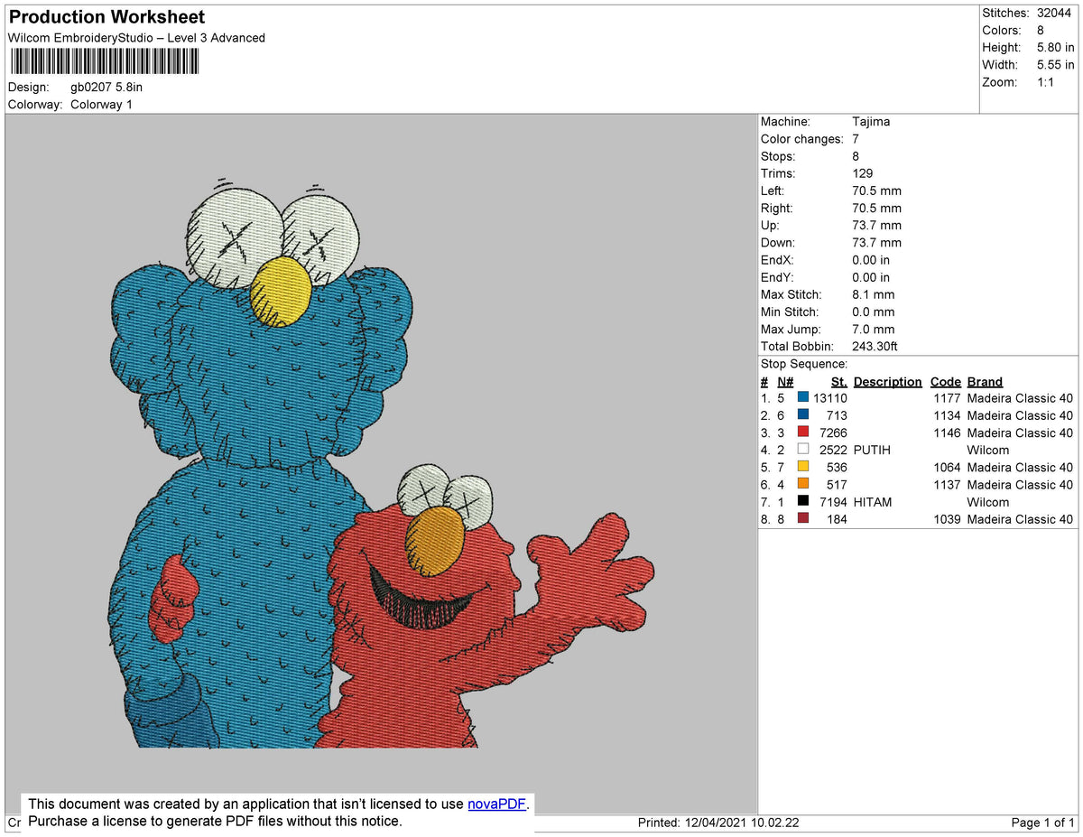 Elmo Kaws Embroidery – embrostudio