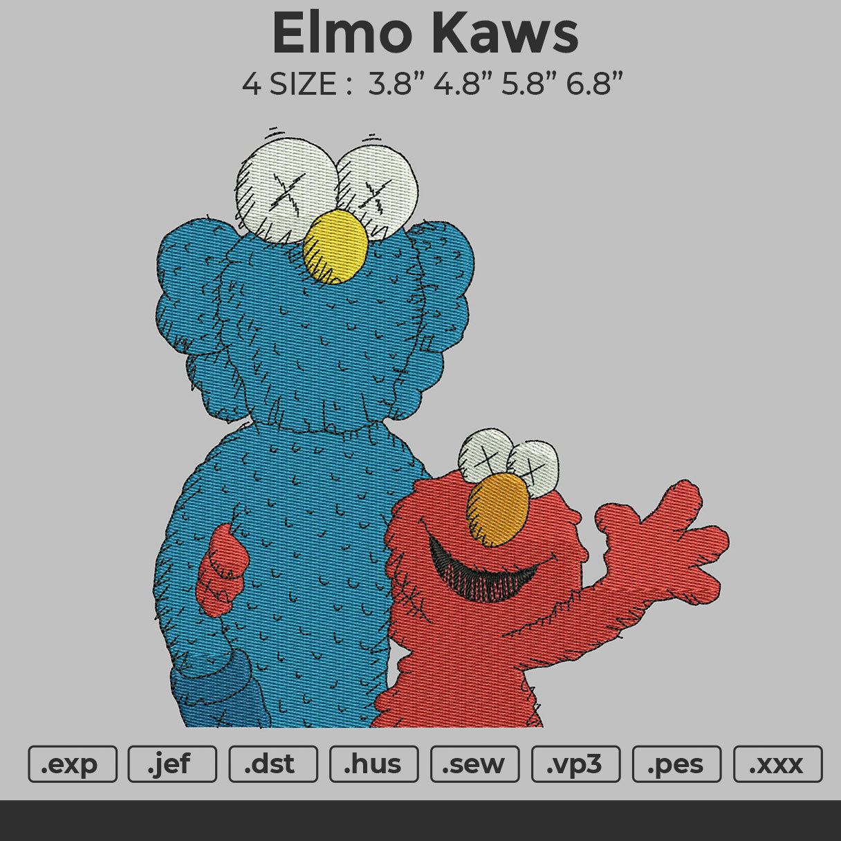 Elmo Kaws Embroidery – embrostudio
