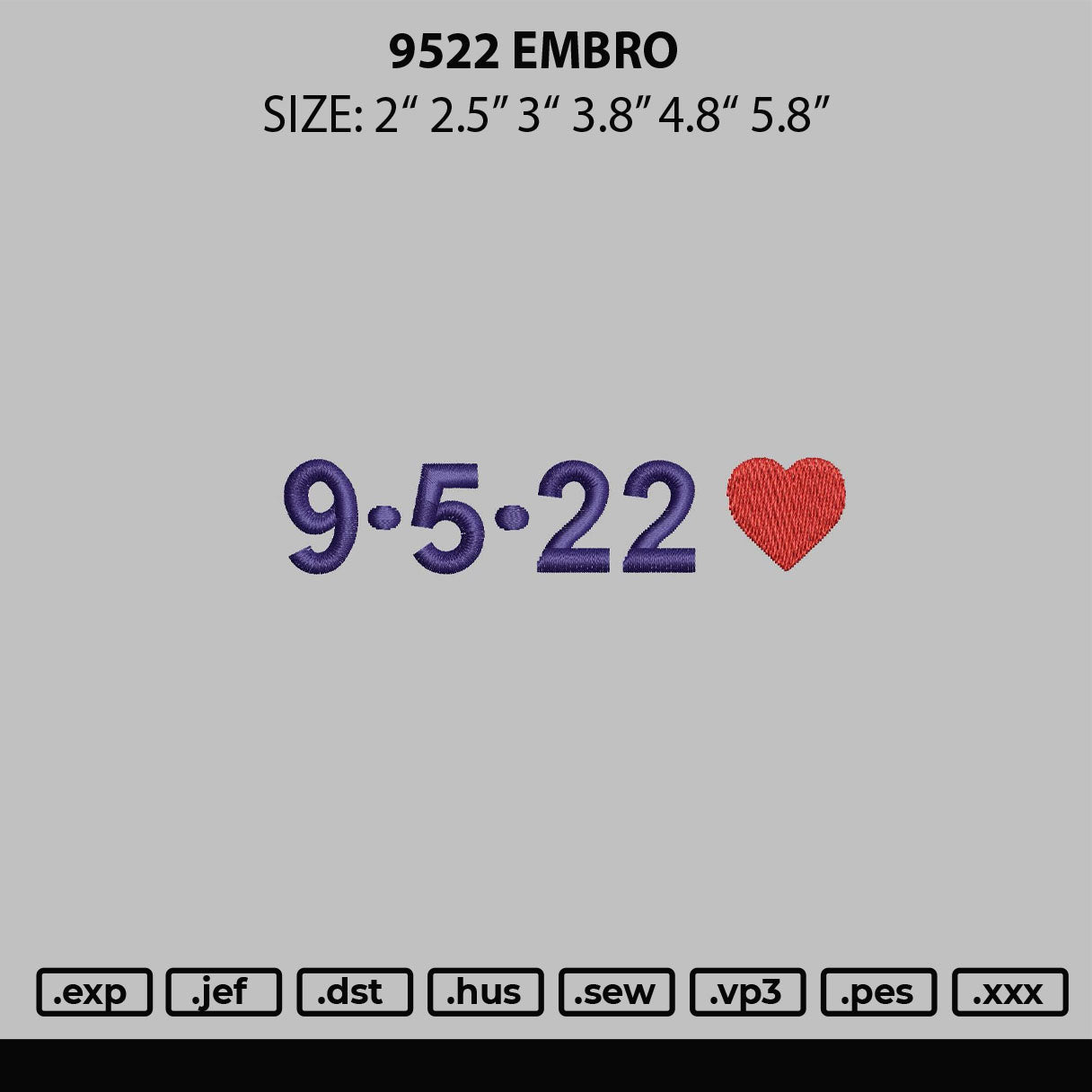 Number Embro Embroidery File 6 sizes – embrostudio