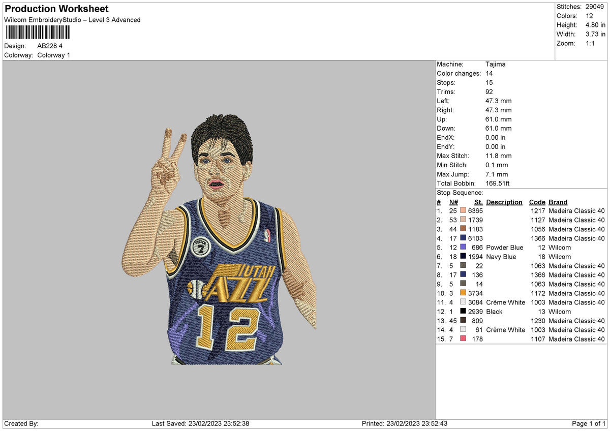 Basketball Player 12 Embroidery File 6 sizes – embrostudio
