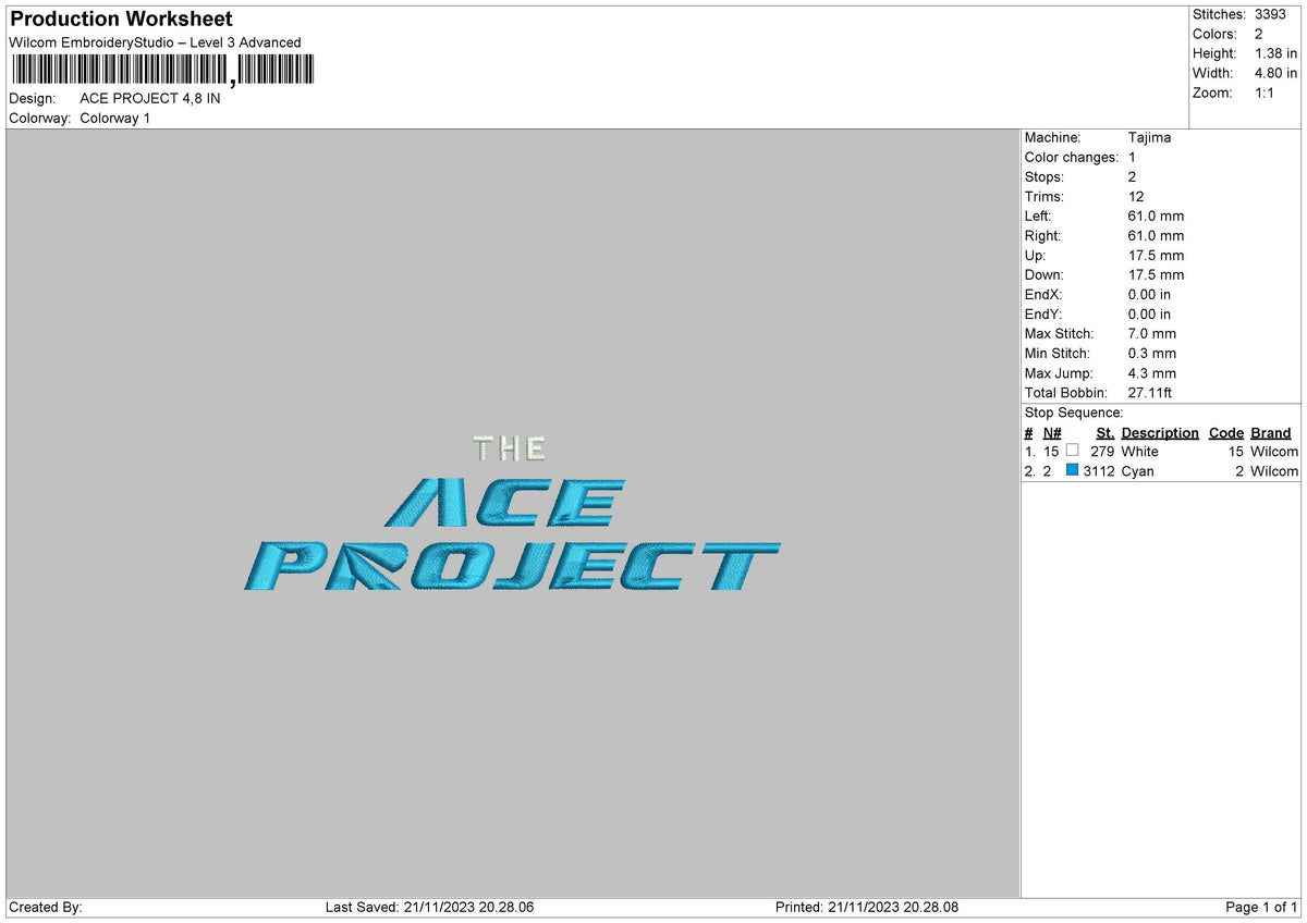 Ace Tex Embroidery File 6 sizes – embrostudio