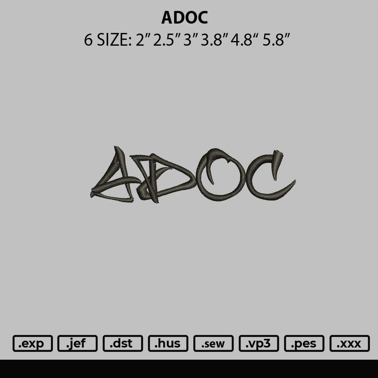 Adoc Embroidery File 6 sizes – embrostudio