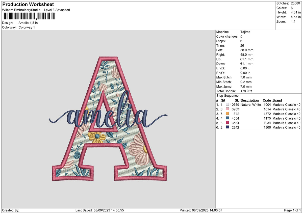 Amelia Text Embroidery File 6 sizes – embrostudio