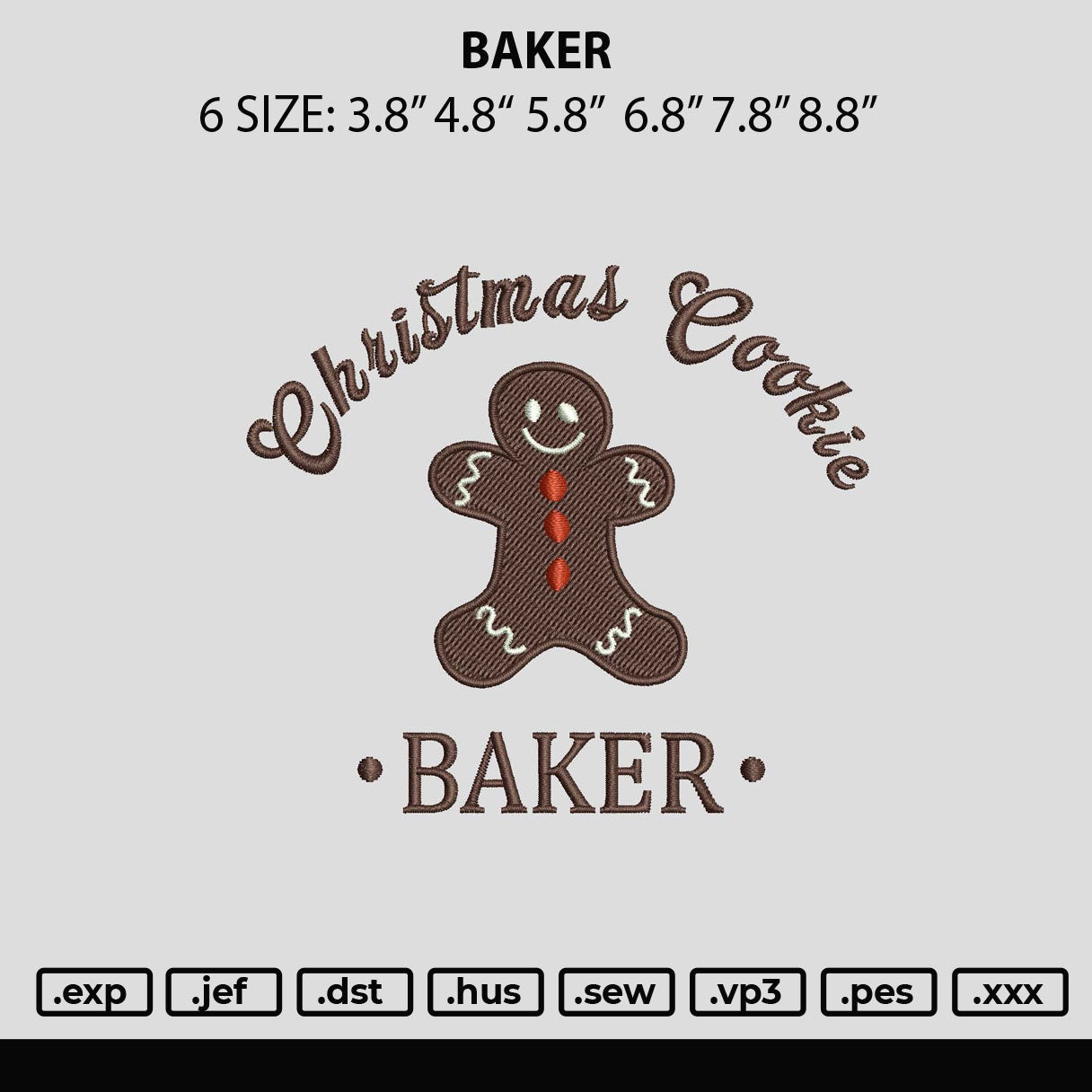 Baker Embroidery File 6 sizes – embrostudio
