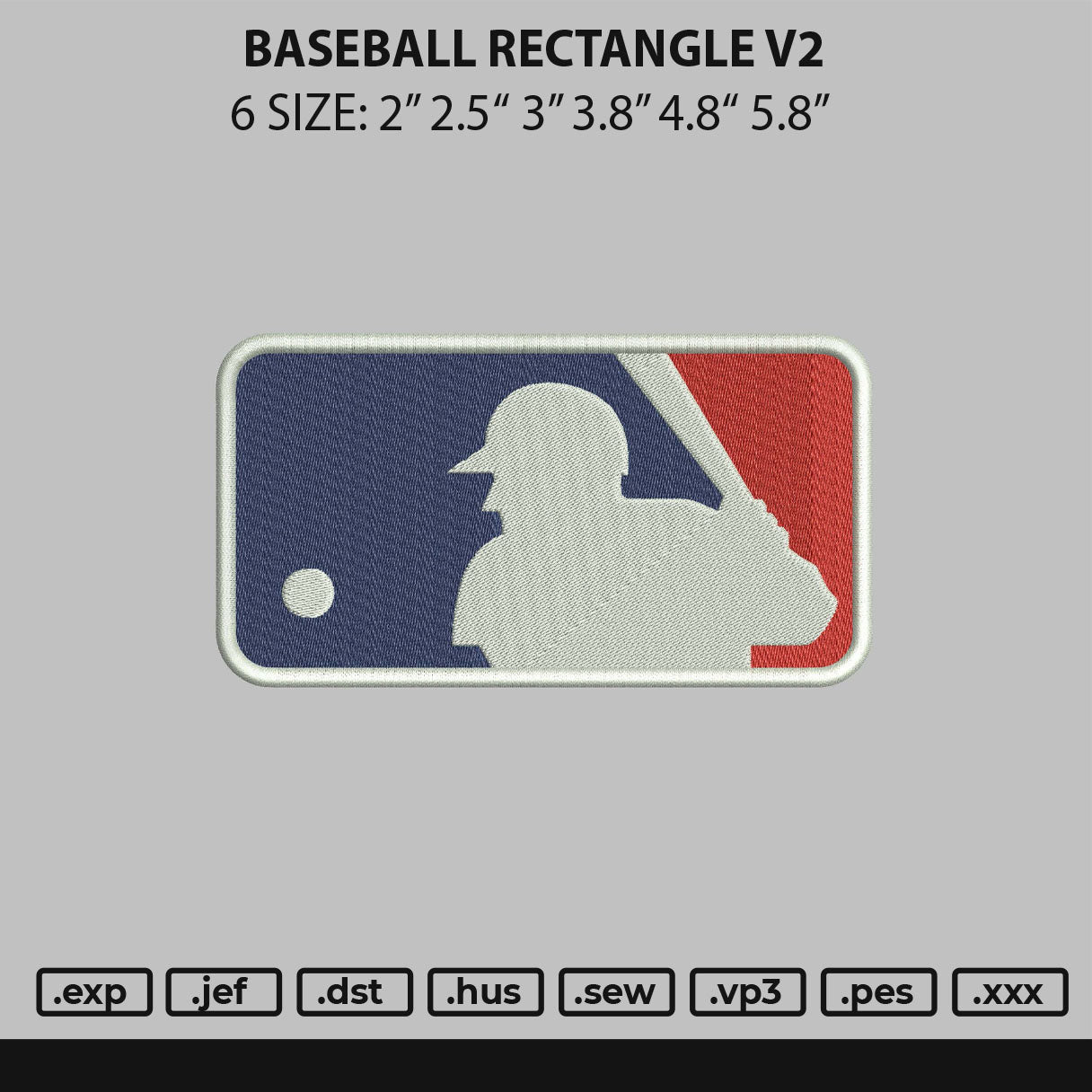 Baseball Rectangle V2 Embroidery File 6 sizes – embrostudio