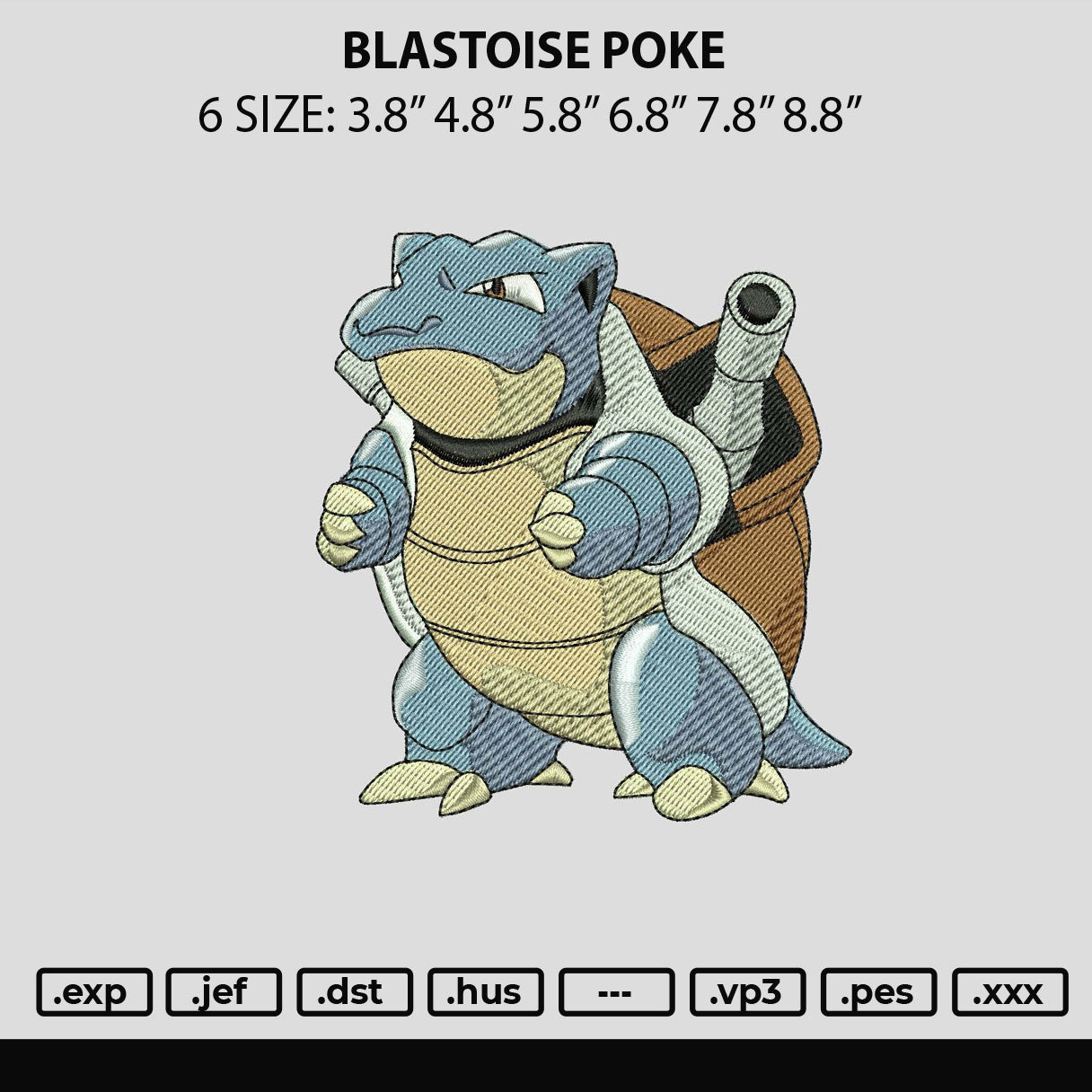 Blastoise Poke Embroidery File 6 sizes – embrostudio