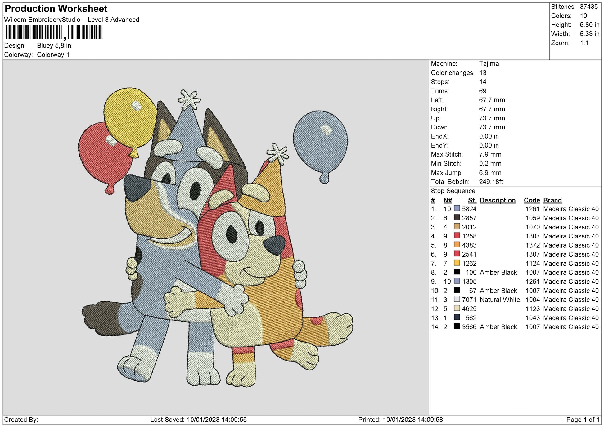 Bluey Embroidery File 6 sizes – embrostudio