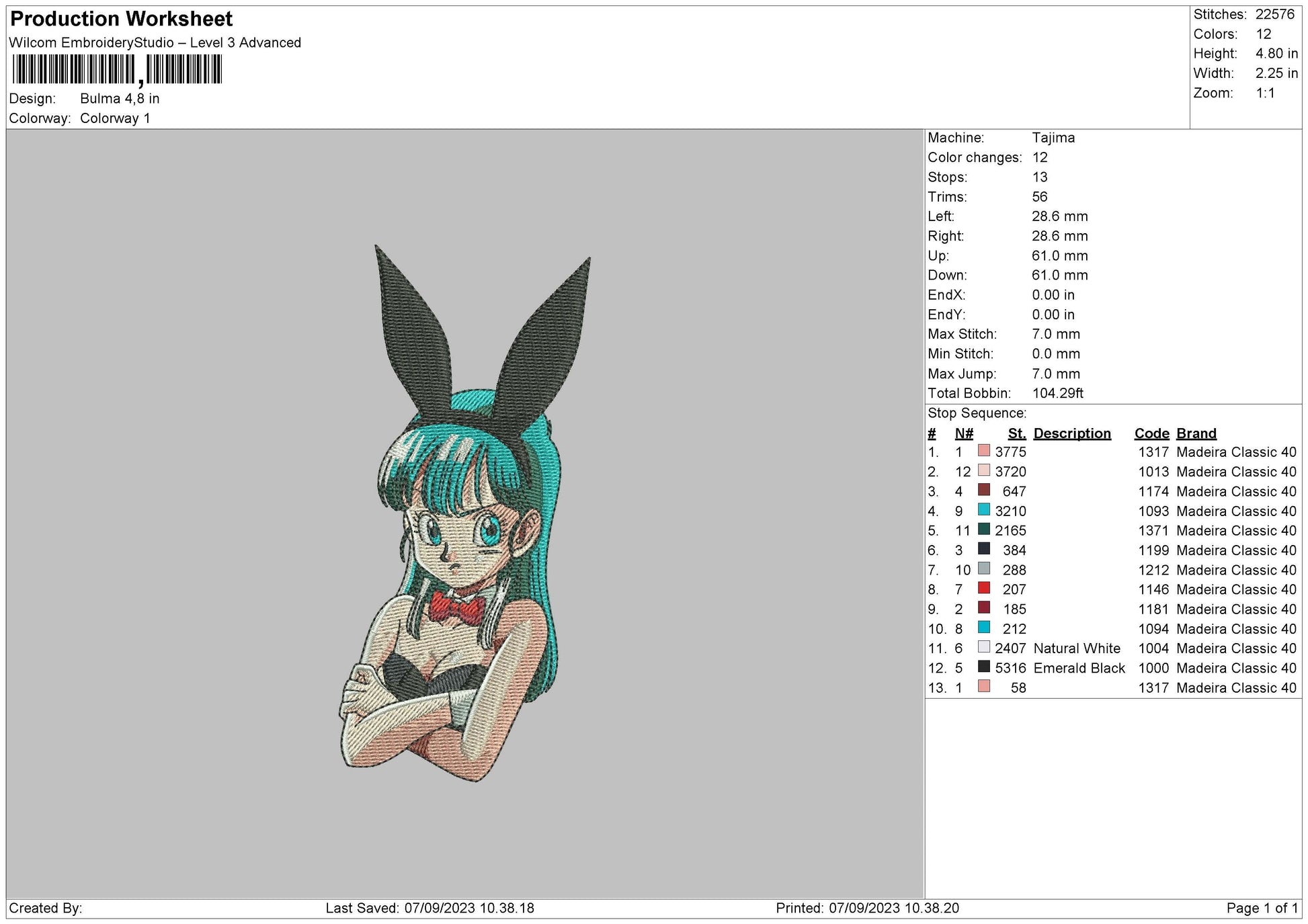 Bulma 0709 Embroidery File 6 sizes – embrostudio