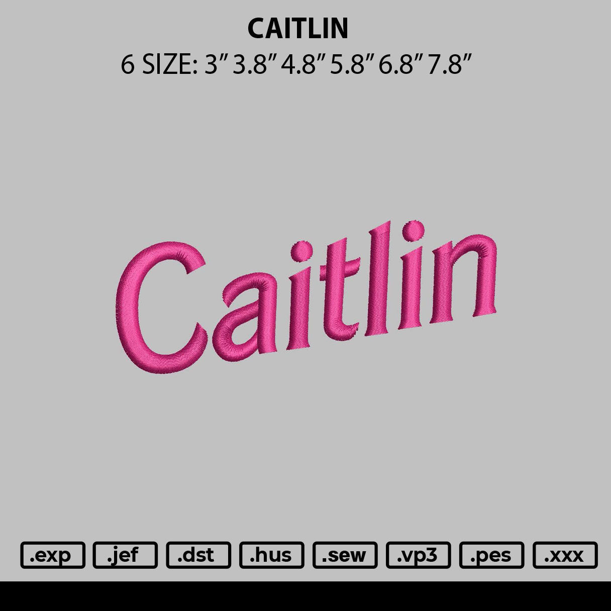 Caitlin Text Embroidery File 6 sizes – embrostudio