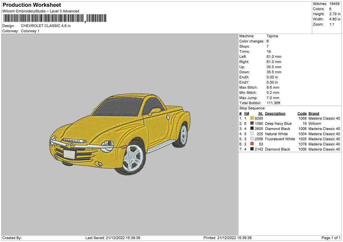 Chevrolet Classic Embroidery File 6 sizes – embrostudio