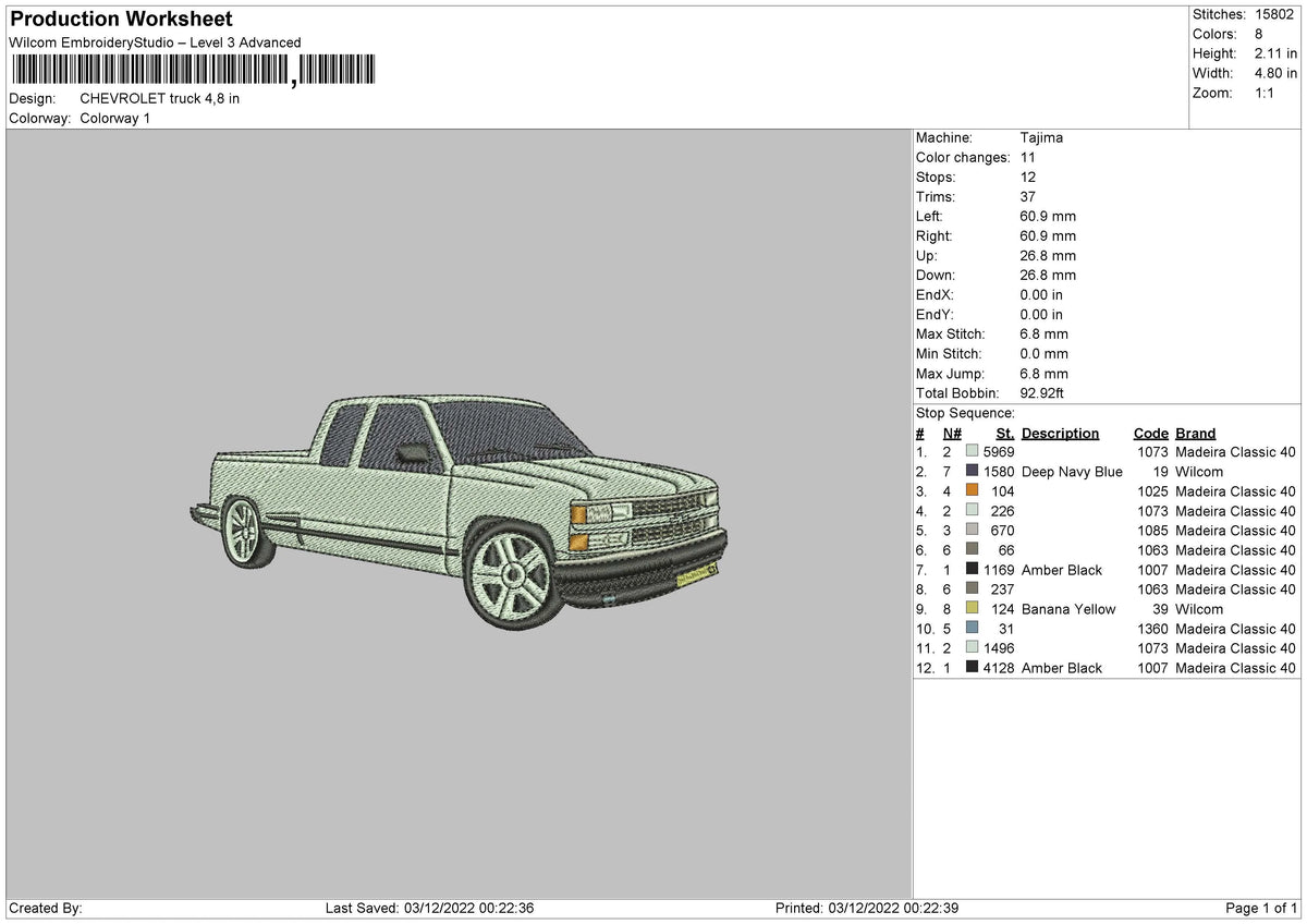 Chevrolet Truck Embroidery File 6 sizes – embrostudio